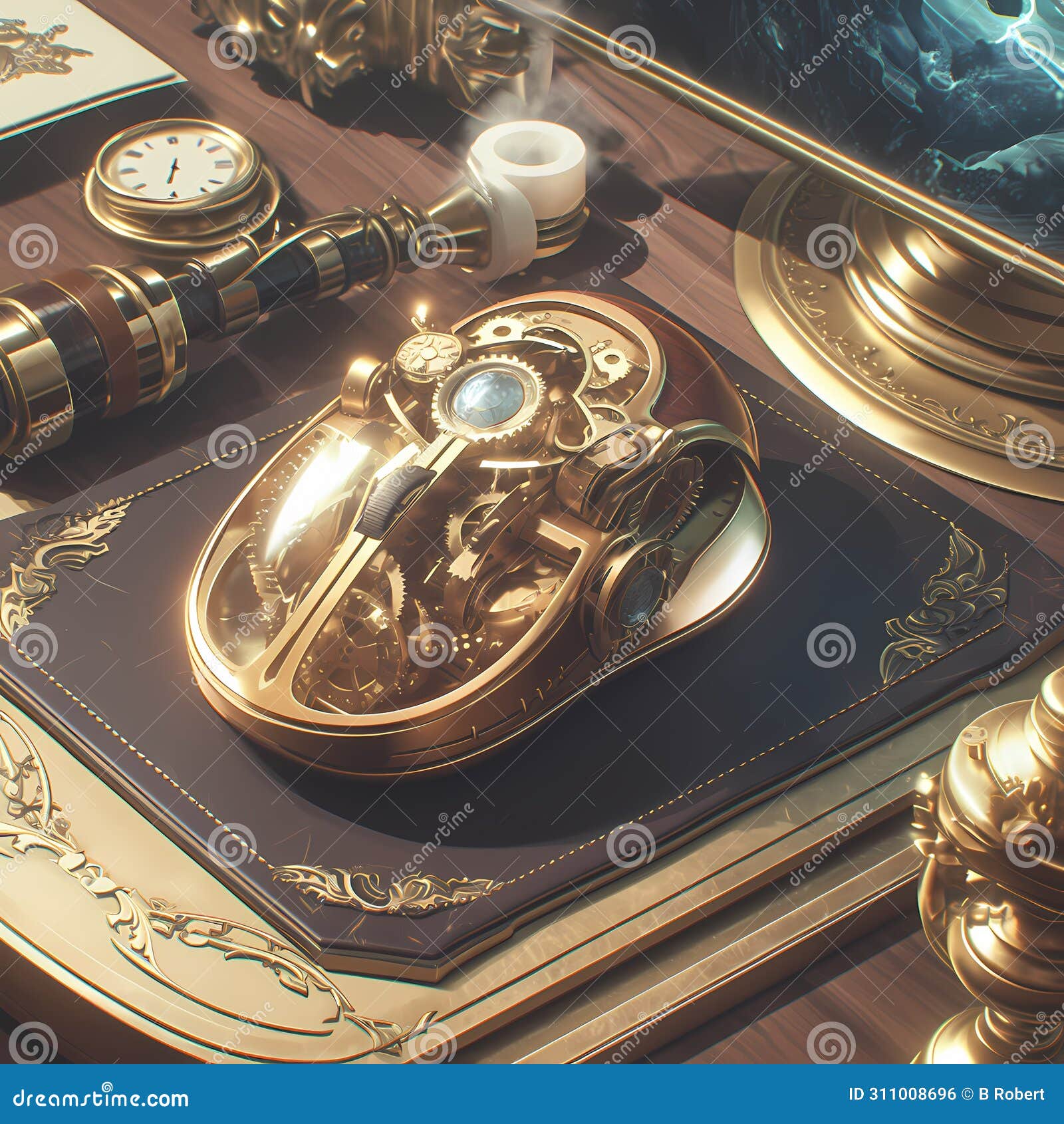 Steampunk Mouse - Elegant Computing Device Stock Illustration ...