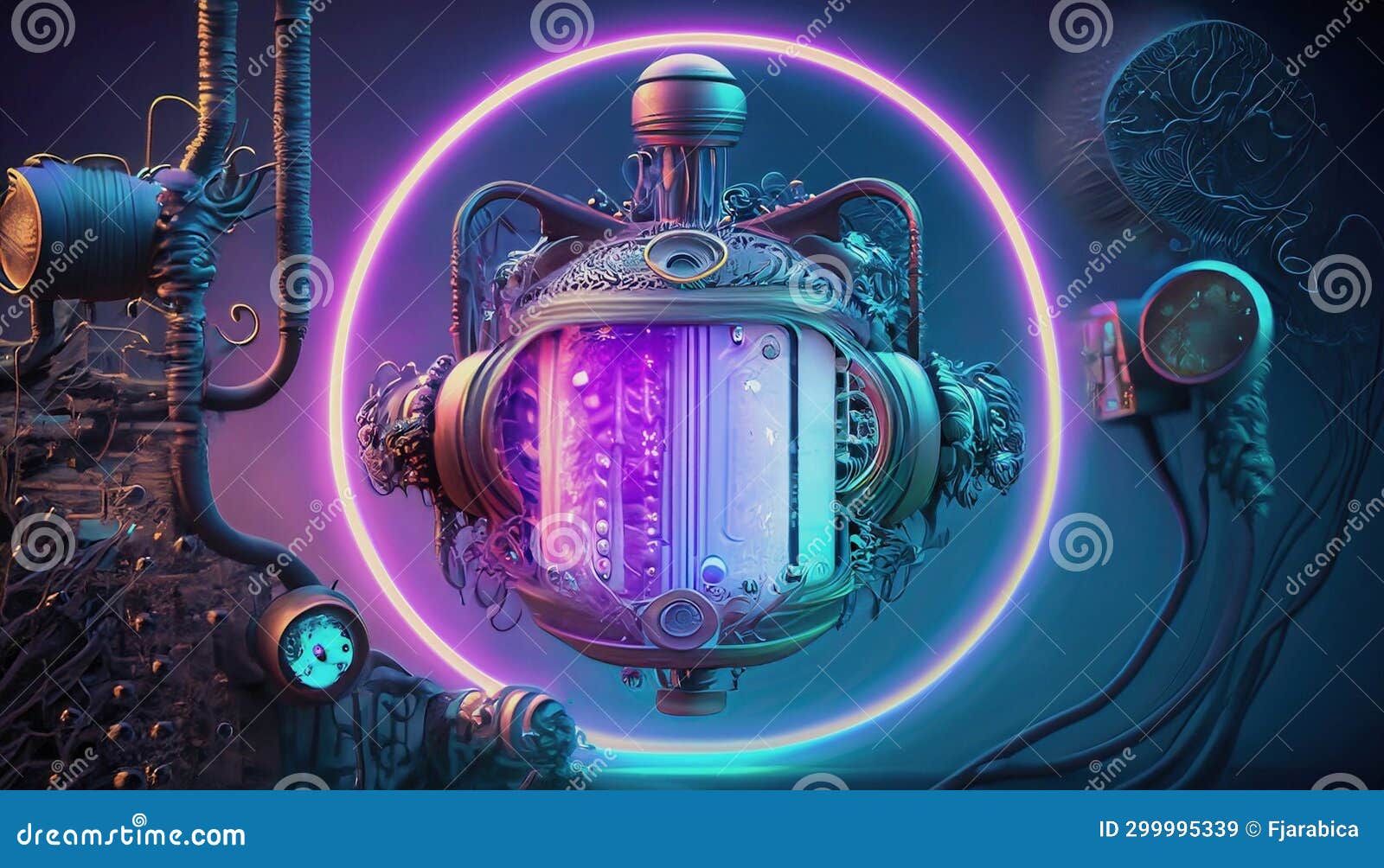Steampunk neon background stock illustration. Illustration of ...