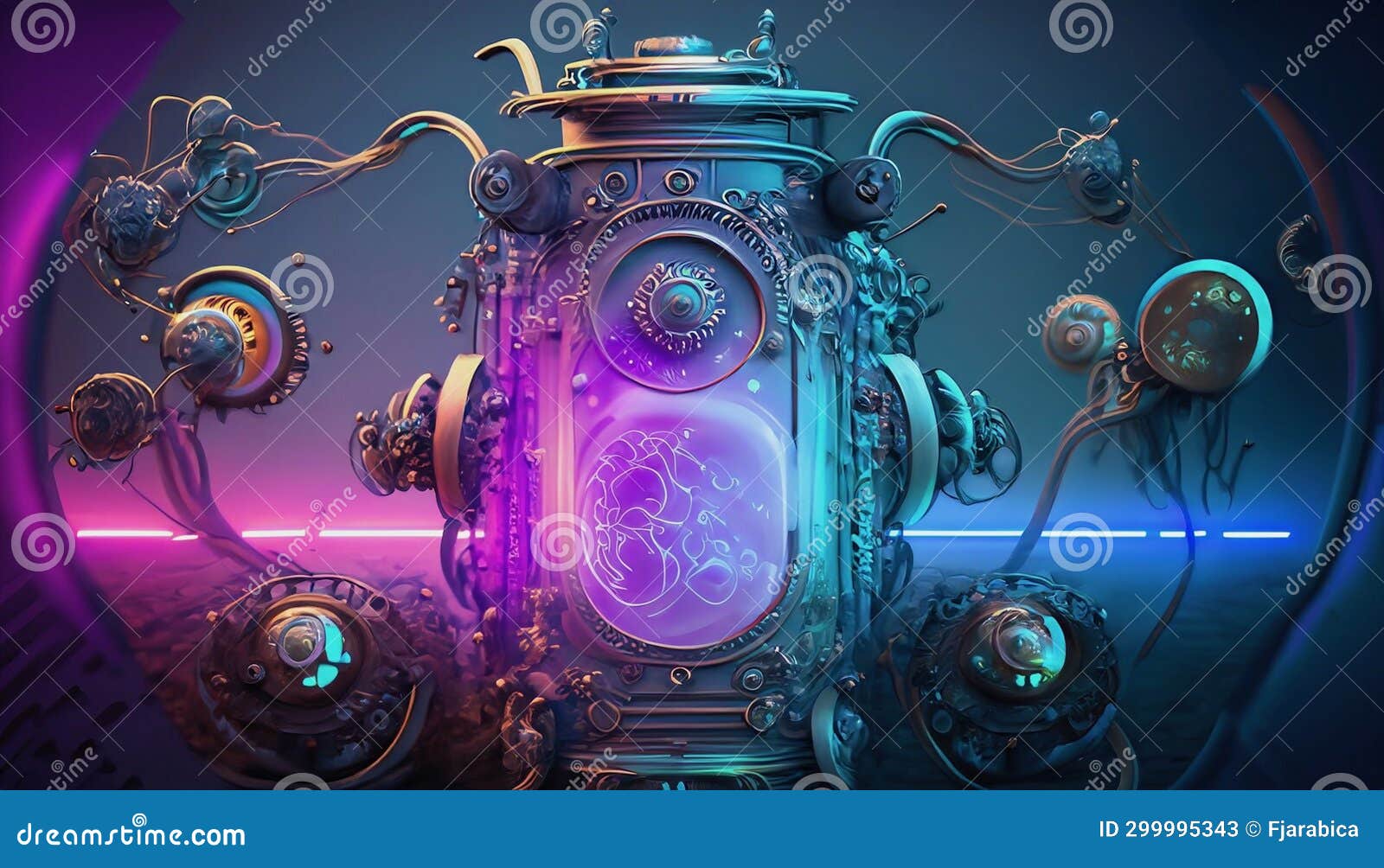 Steampunk neon background stock illustration. Illustration of lighting ...