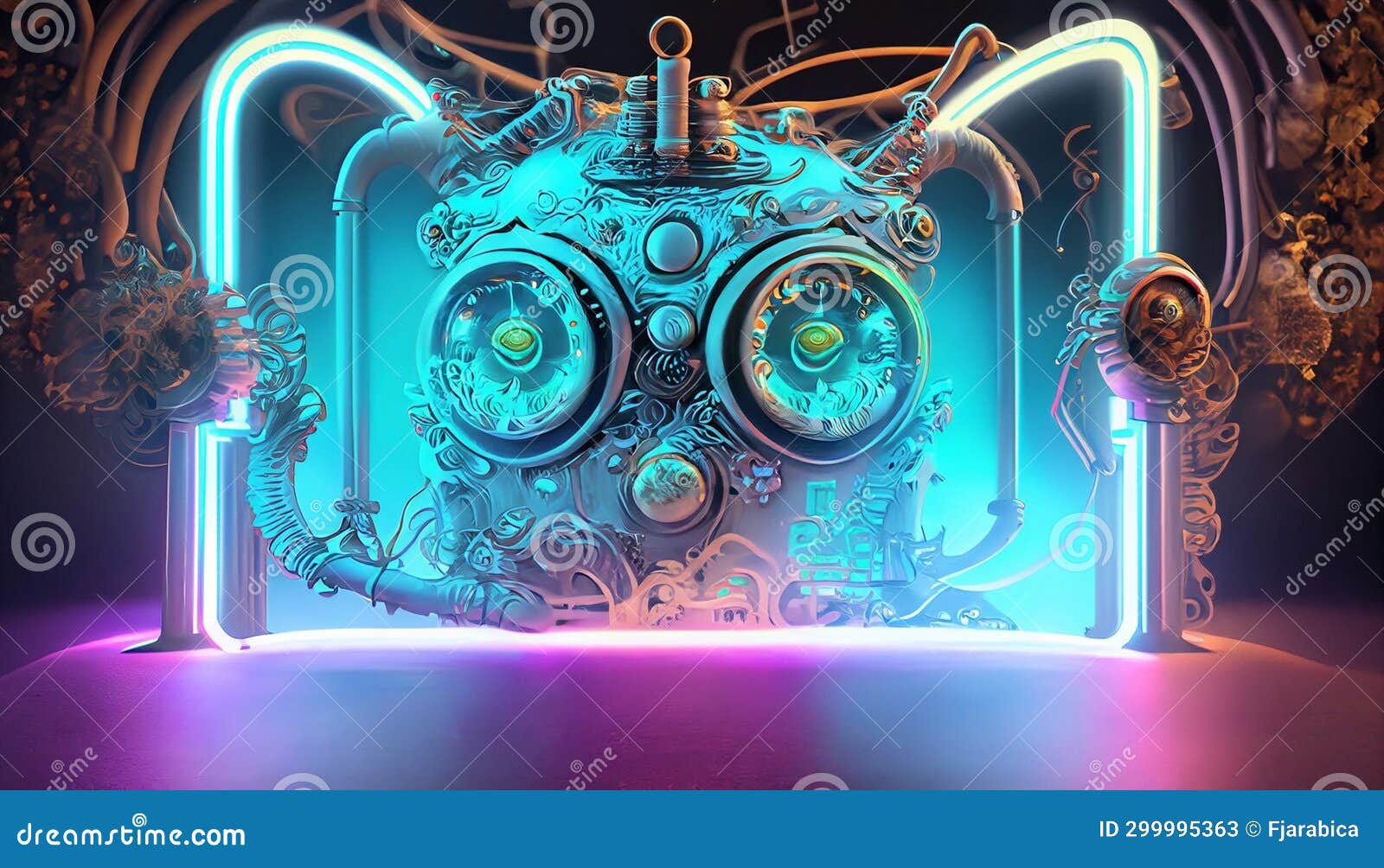 Steampunk neon background stock illustration. Illustration of audio ...
