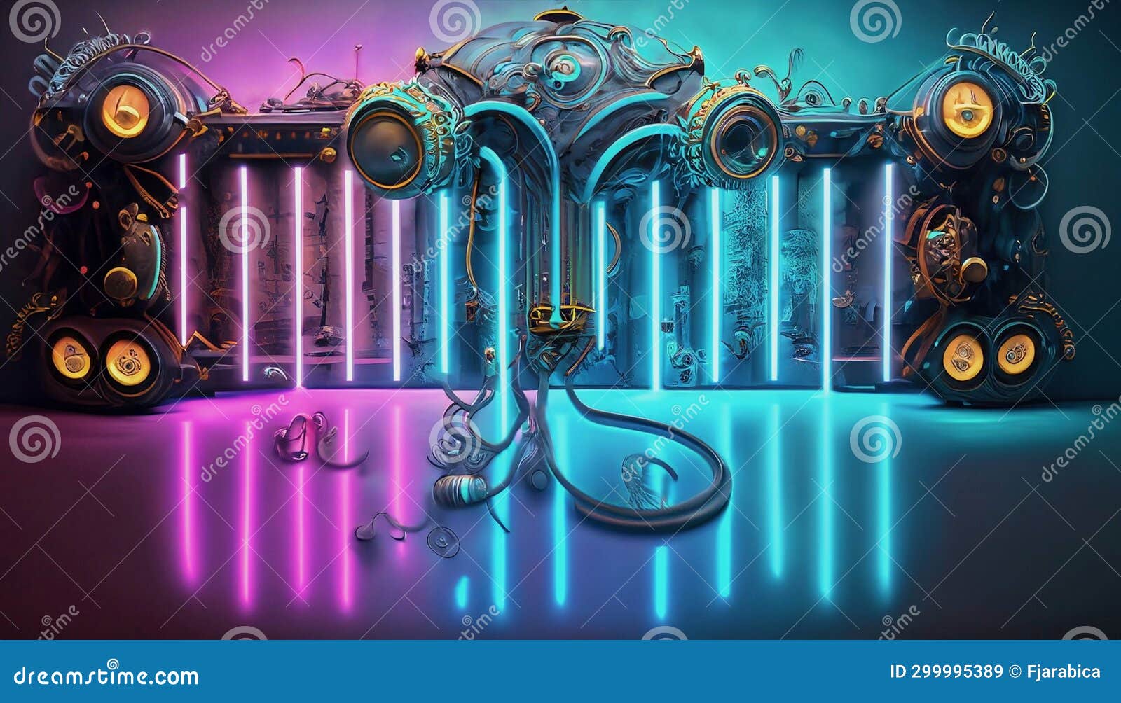Steampunk neon background stock illustration. Illustration of suitable ...