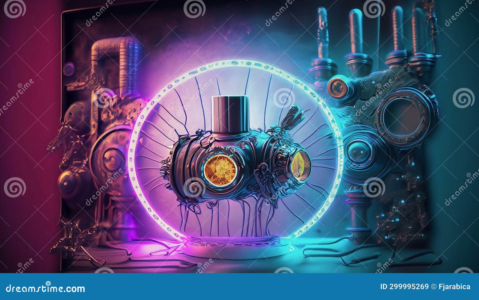 Steampunk neon background stock illustration. Illustration of party ...