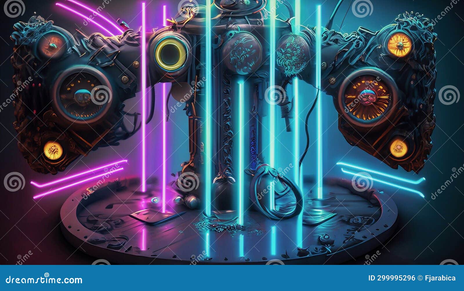 Steampunk neon background stock illustration. Illustration of ...