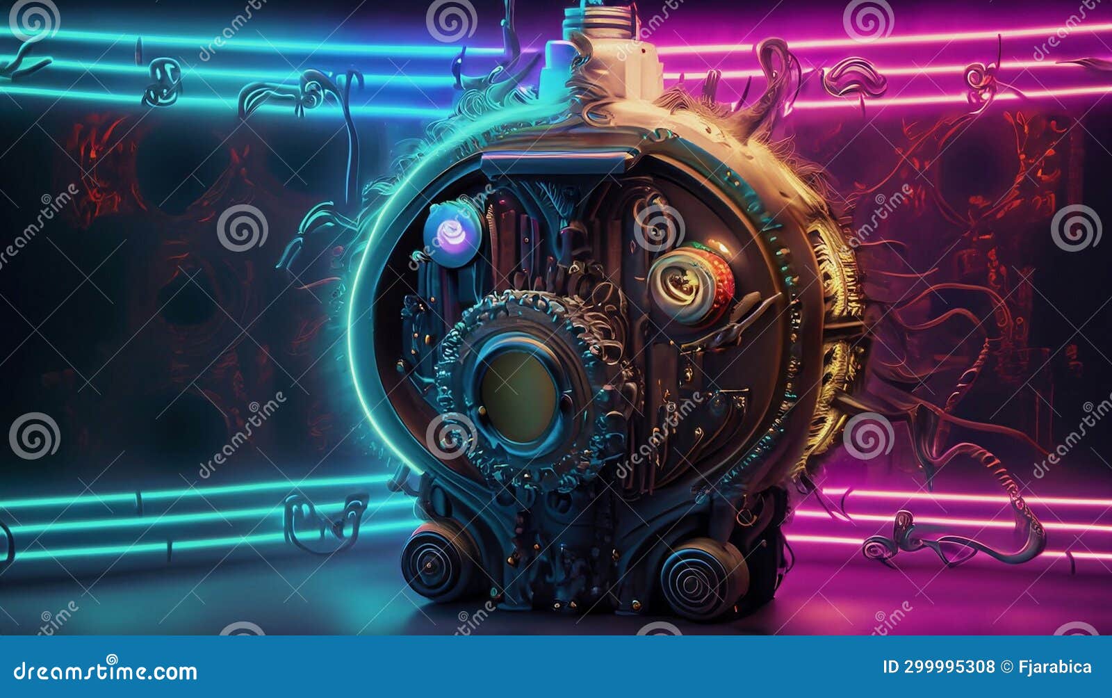Steampunk neon background stock illustration. Illustration of lighting ...