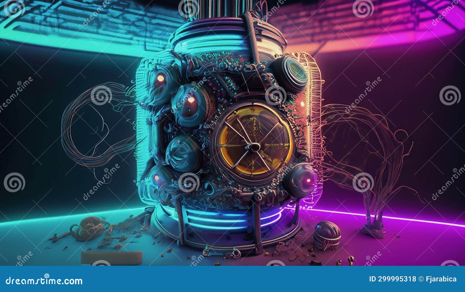Steampunk neon background stock illustration. Illustration of vector ...