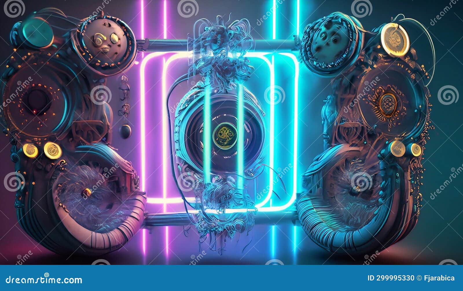 Steampunk neon background stock illustration. Illustration of neon ...