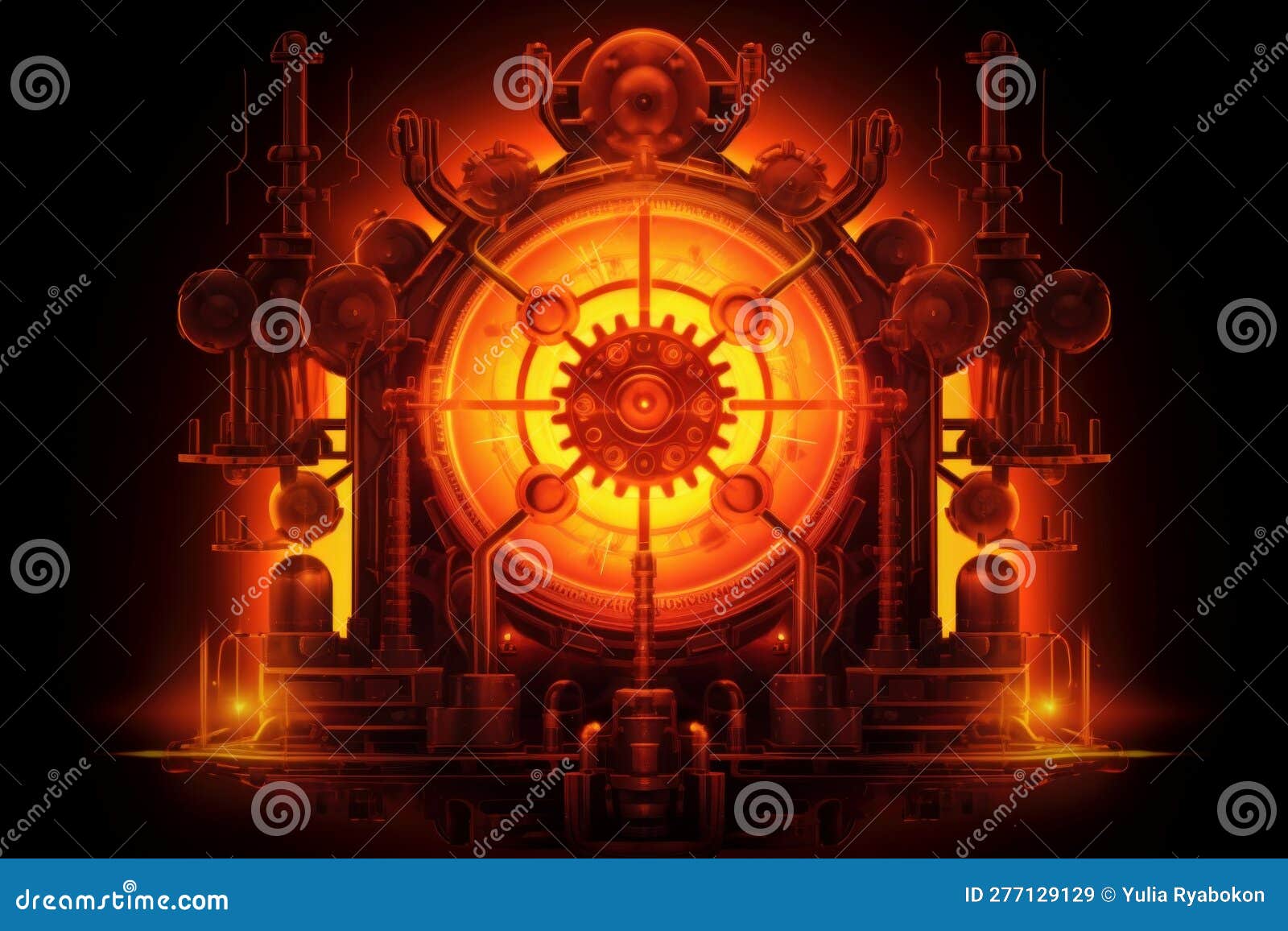 Steampunk Nuclear Reactor Gear. Generate AI Stock Illustration ...