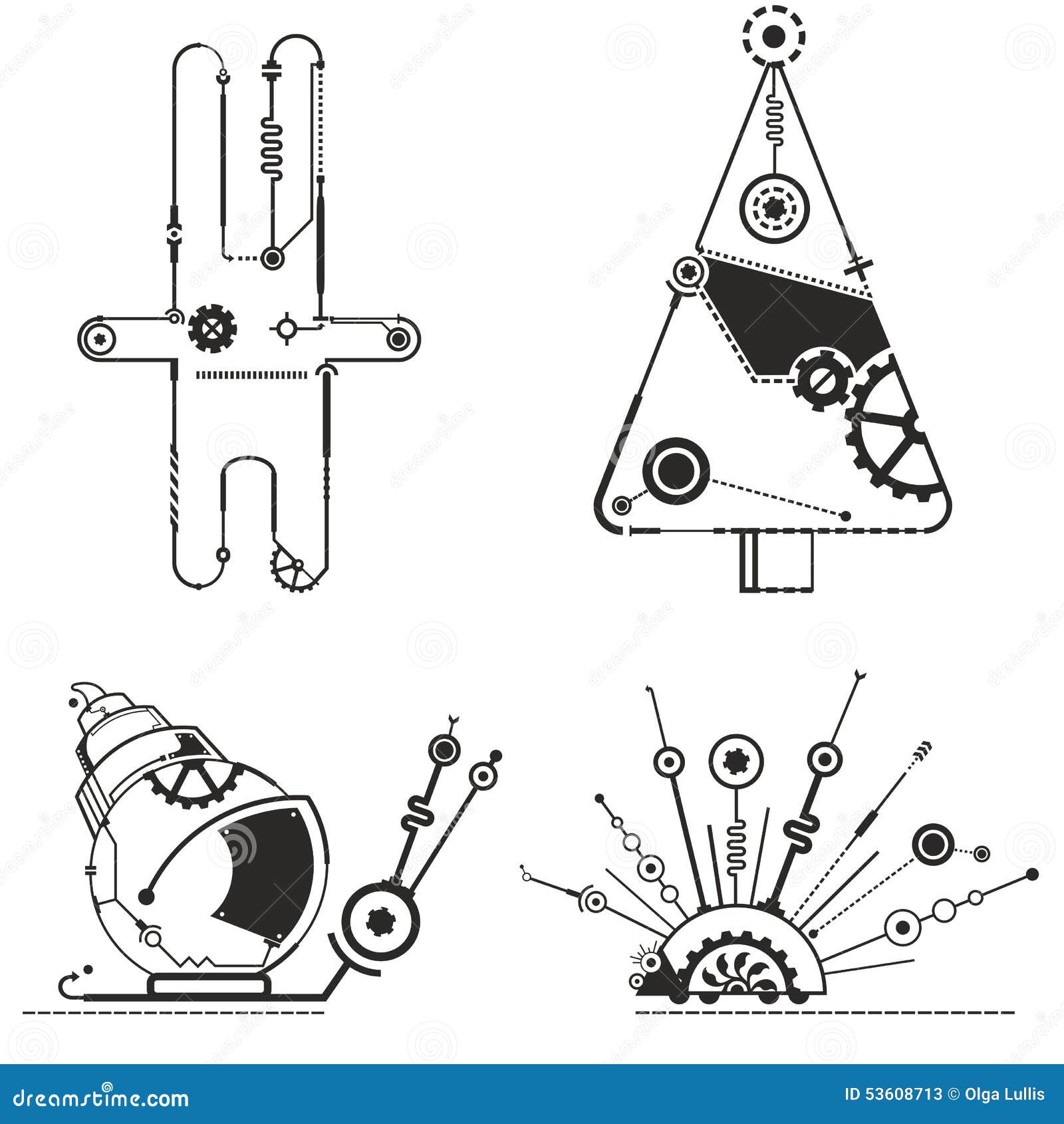 Steampunk Objects And Mechanism Set, Antique Mechanical Devices ...