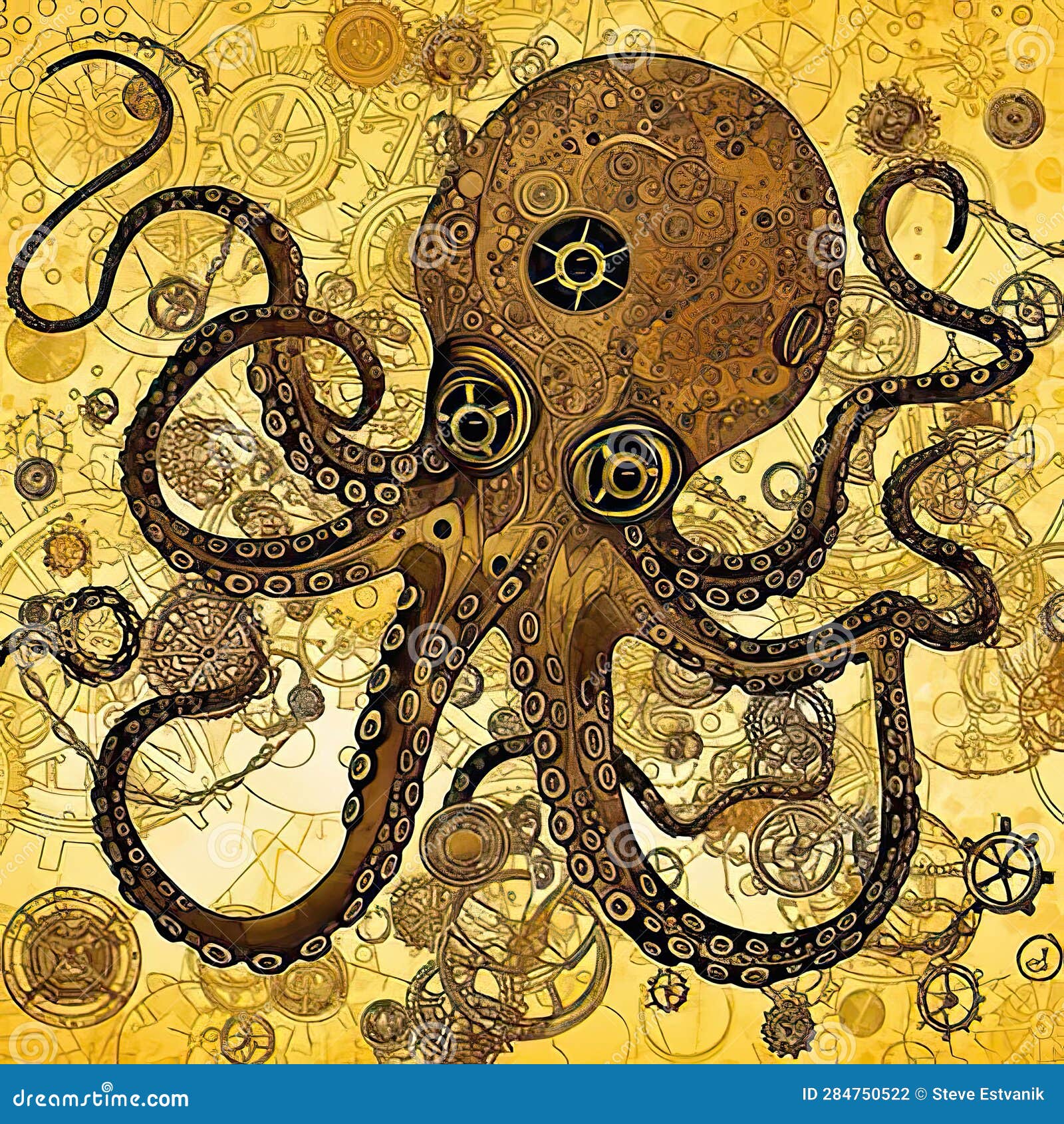 Steampunk Octopus Drawing