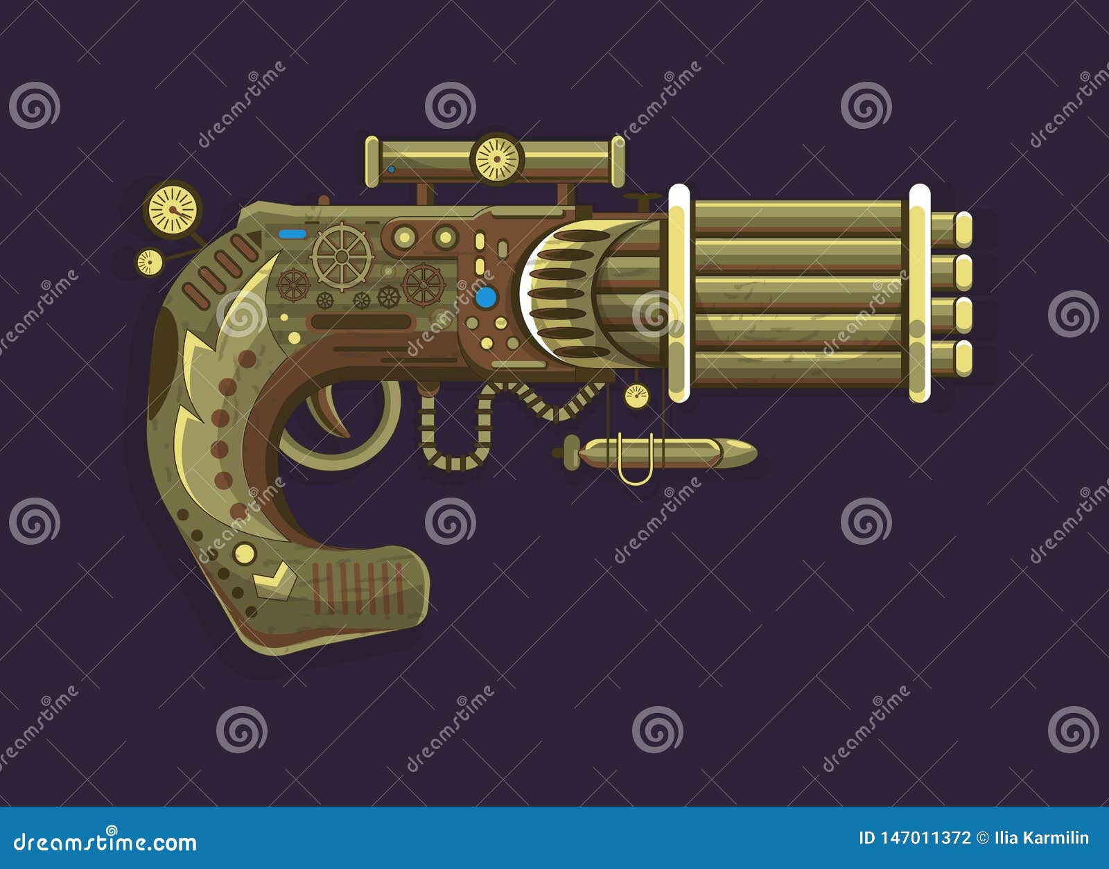 Steampunk Old Revolver Vector Concept Design Gun Stock Vector ...