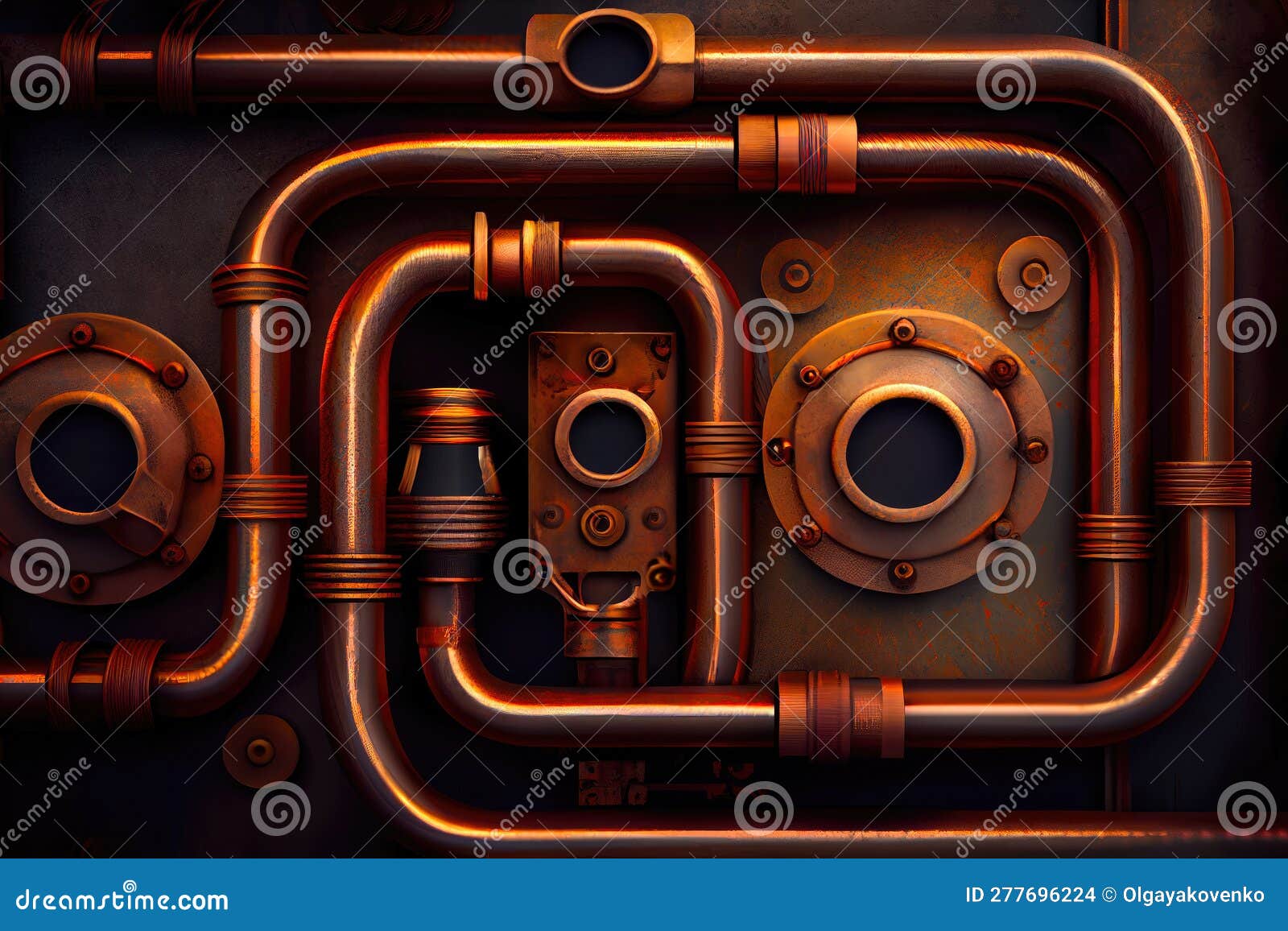 Steampunk Pipes Background, Ai Generation Stock Illustration ...