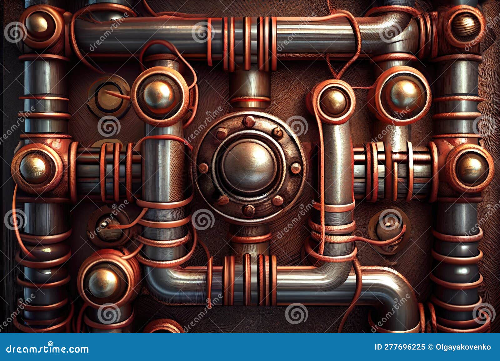 Steampunk Pipes Background, Ai Generation Stock Illustration ...