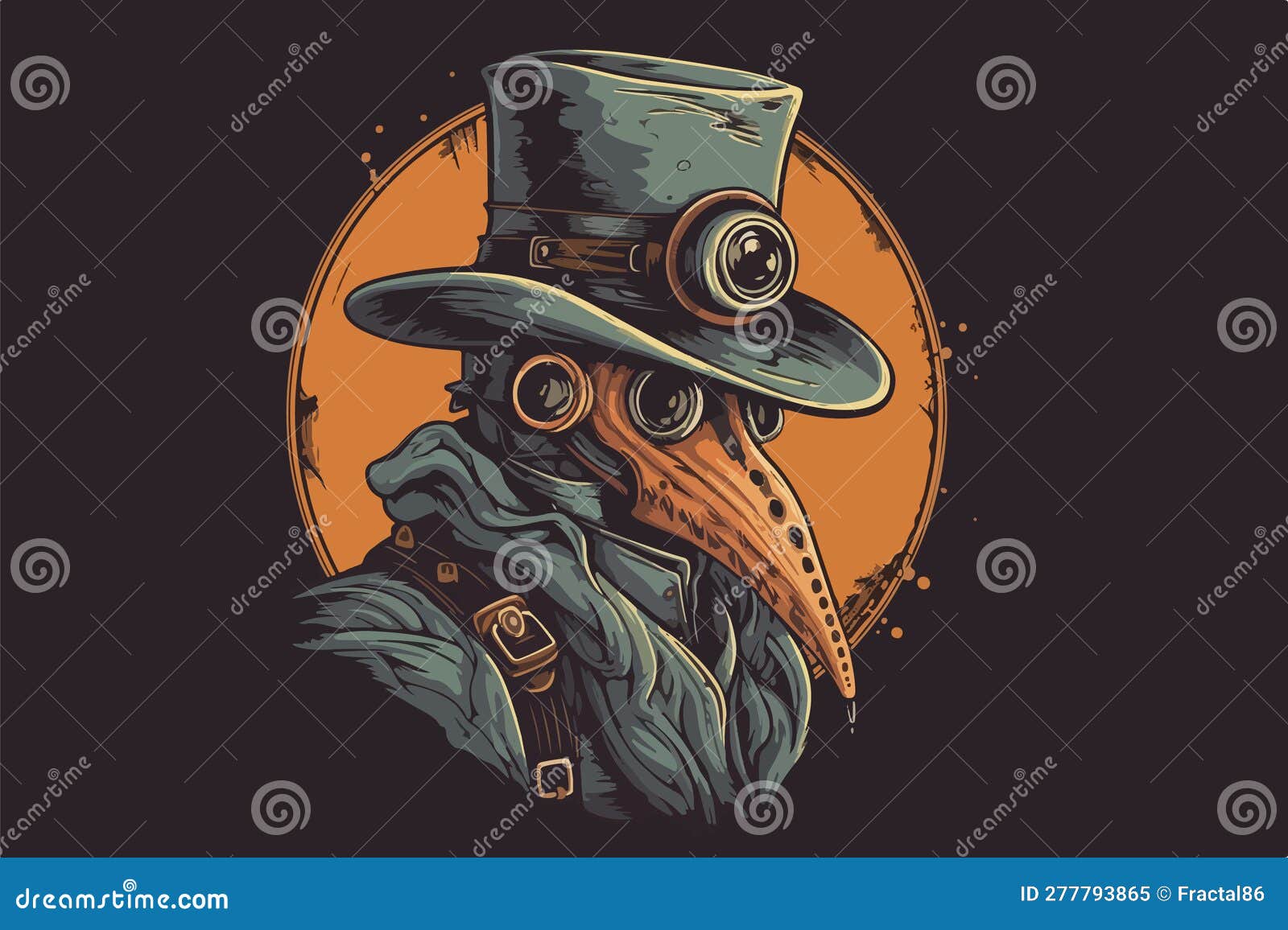 Steampunk Plague Doctor Vintage Vector Illustration Stock Image - Image ...