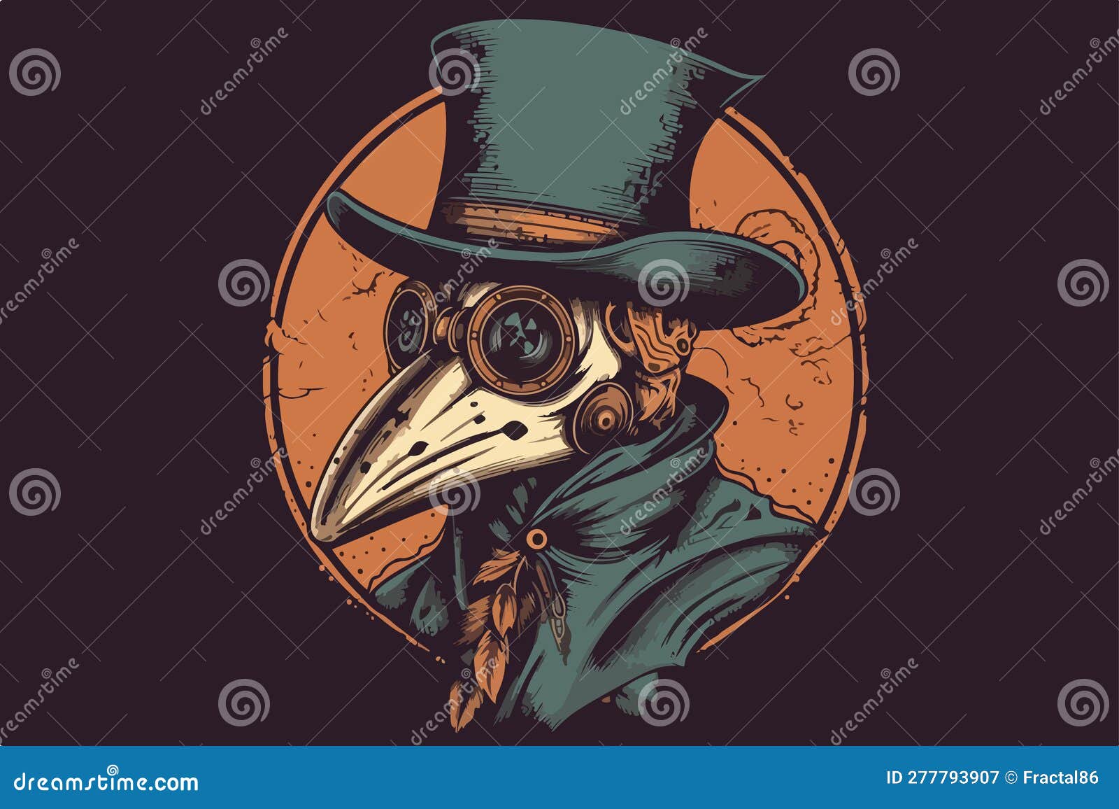 Steampunk Plague Doctor Vintage Vector Illustration Stock Vector ...