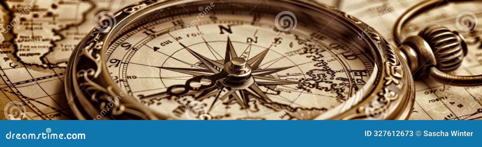 Steampunk Pocket Watch with Compass and Engraved Map. Generative AI ...