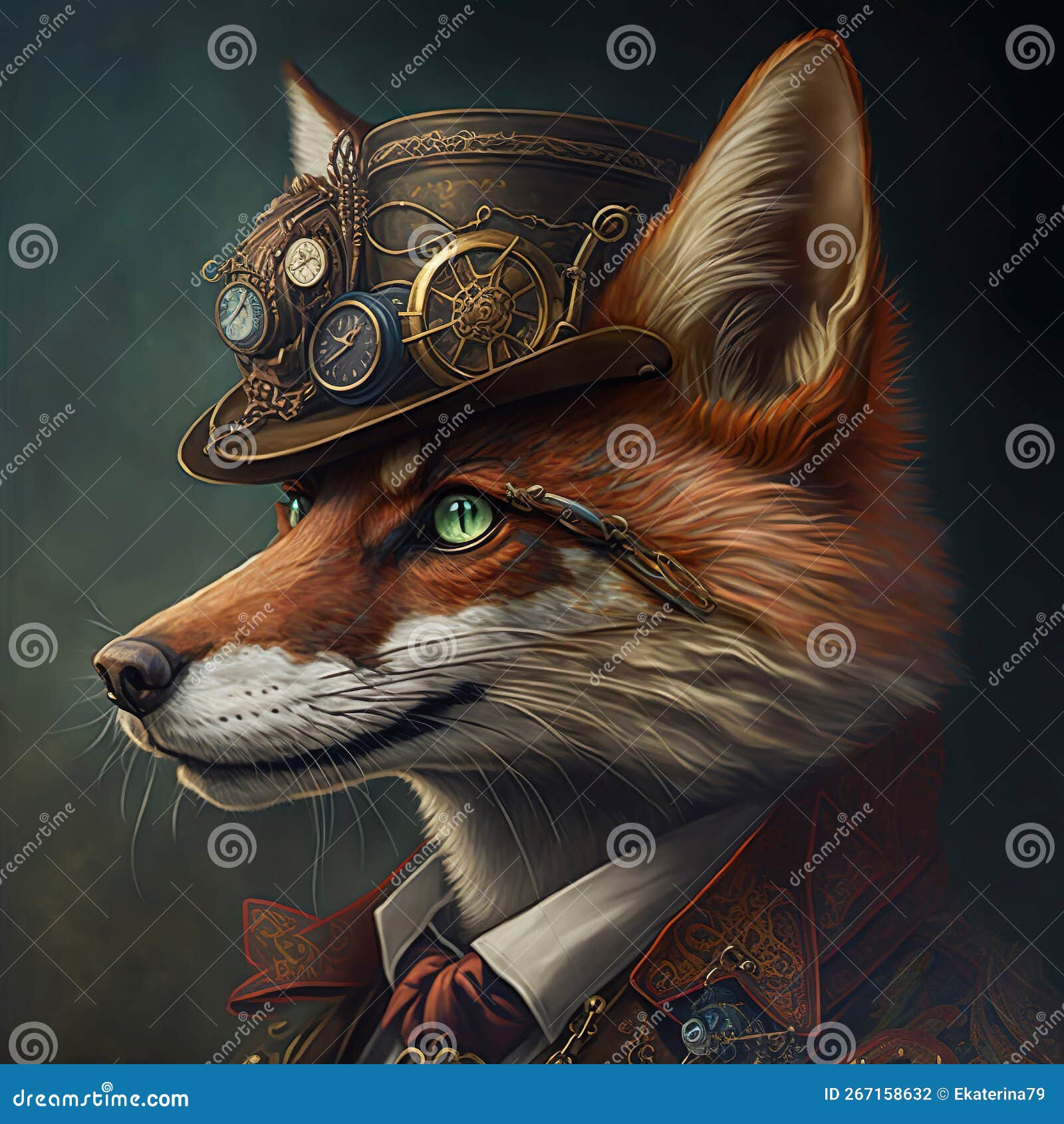 A Steampunk Portrait of a Fox. Created with Generative AI Stock ...