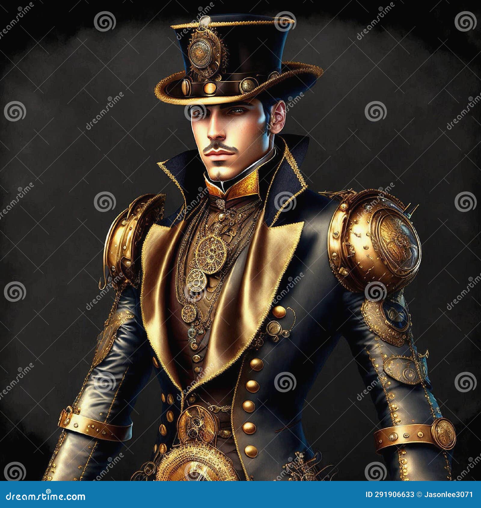 Steampunk Portrait of a Gentleman Stock Illustration - Illustration of ...