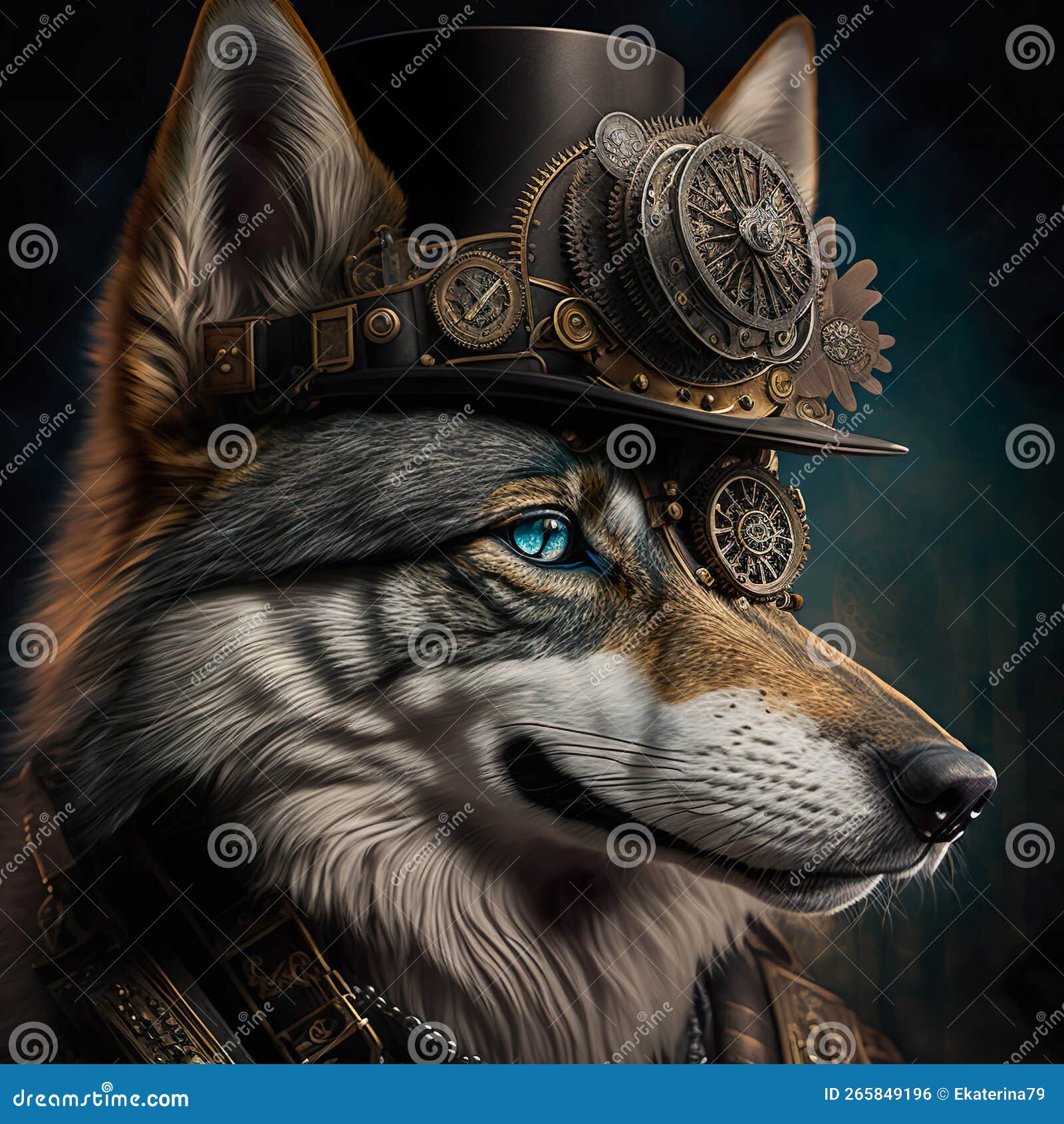 Steampunk Portrait of the Wolf. Created with Generative AI Stock ...