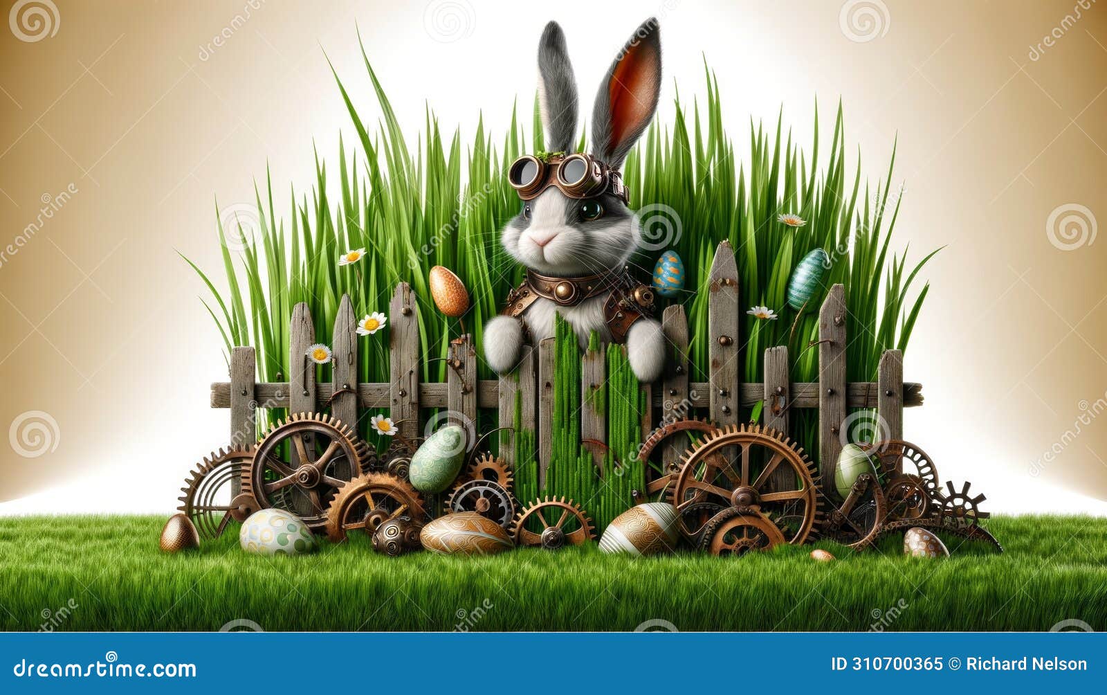 Steampunk Rabbit with Easter Eggs and Gears Stock Illustration ...