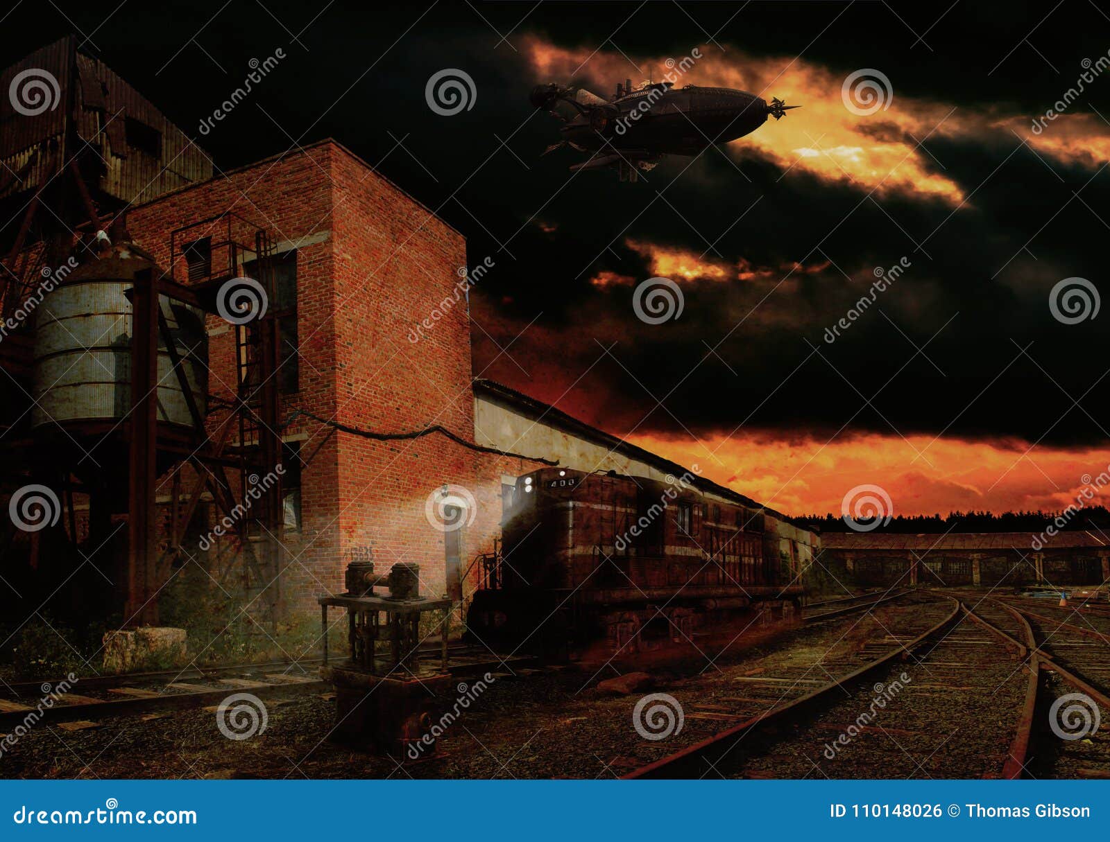 Steampunk Rail Station Stock Photography | CartoonDealer.com #110148026