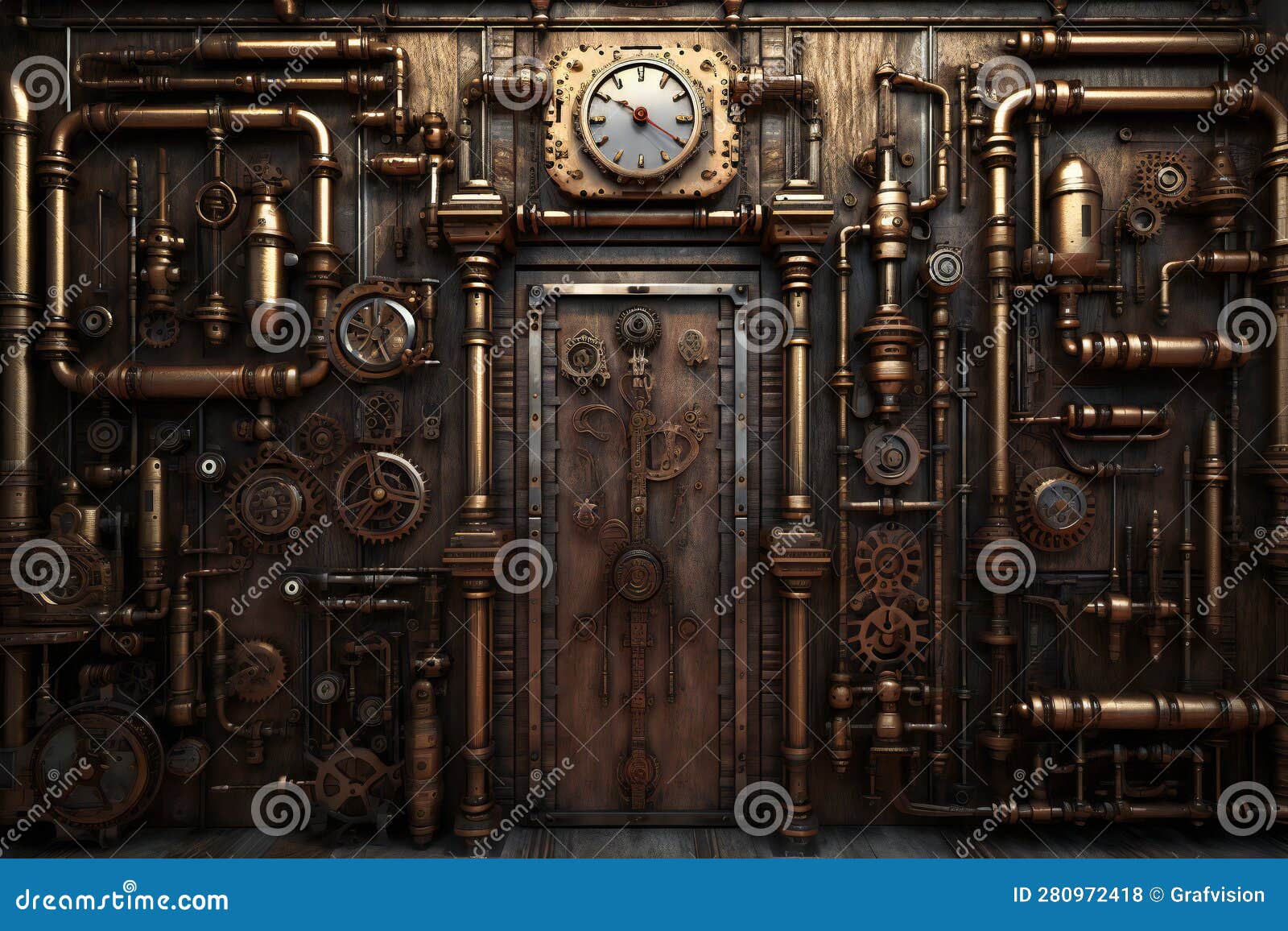 Steampunk Retro Clock Composition Stock Illustration - Illustration of ...