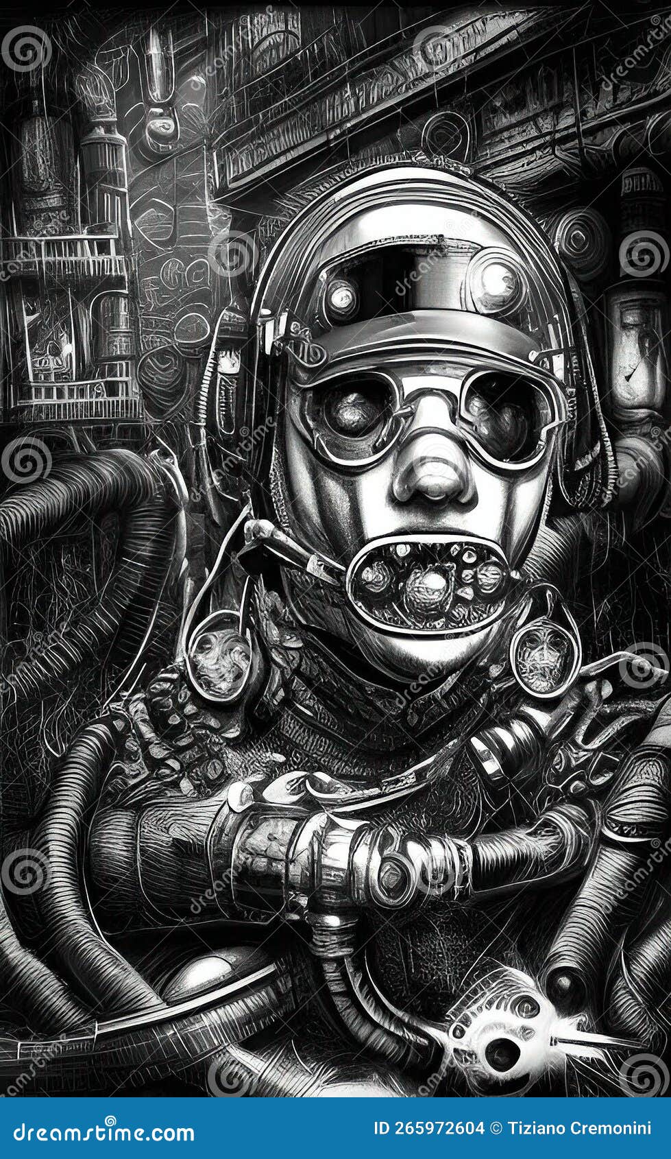 Steampunk Robot Drawing