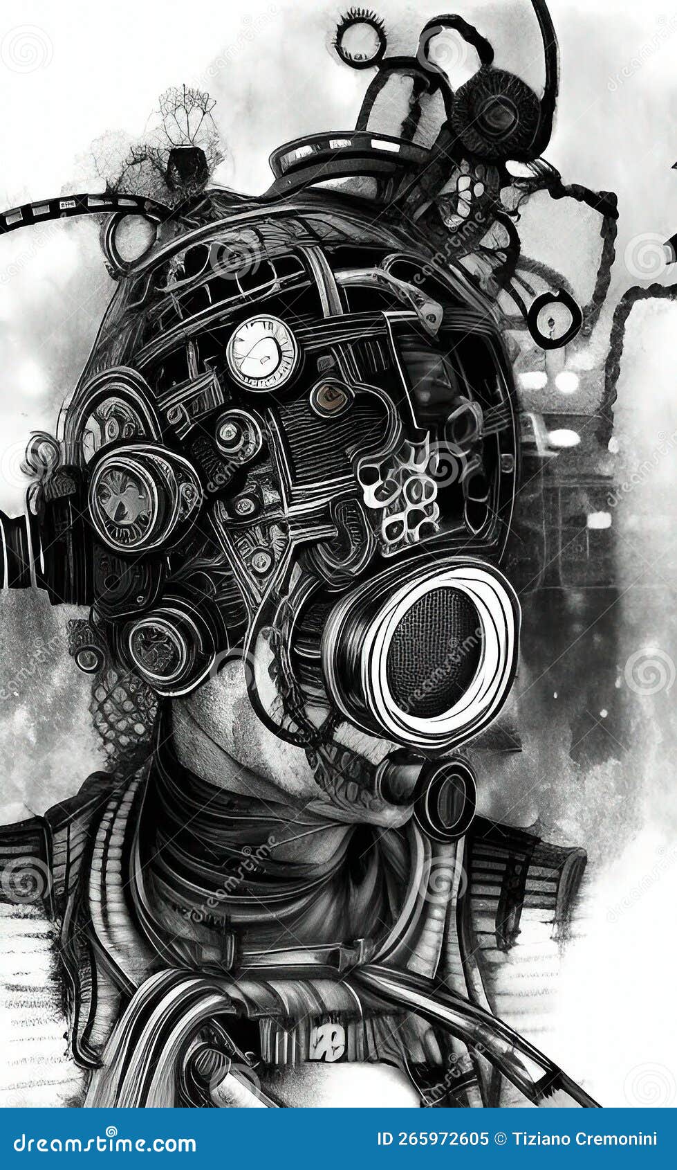 Steampunk Robot Drawing