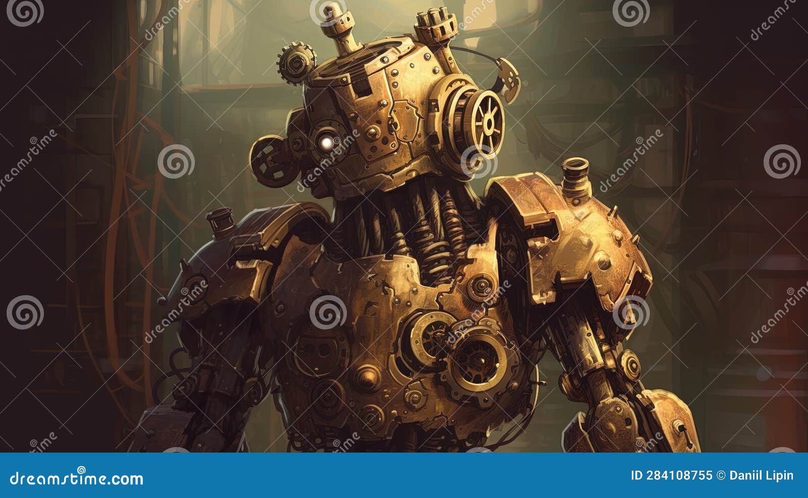 A Steampunk Robot with Gears and Rivets Stock Illustration ...