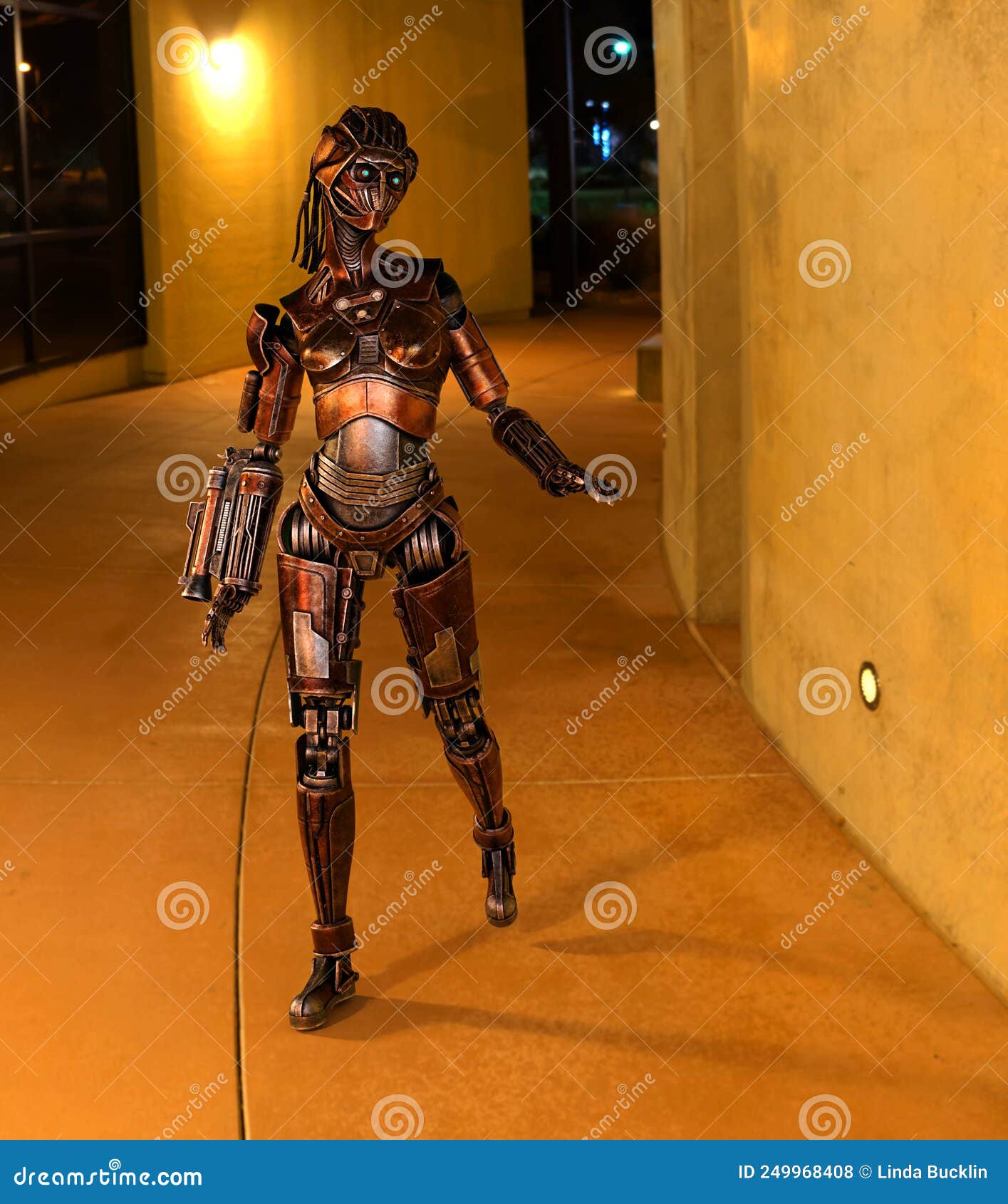 Steampunk Robot Goes for a Stroll Stock Illustration - Illustration of ...
