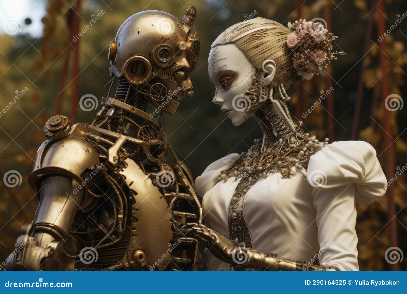 Steampunk Robots Couple Bride. Generate Ai Stock Image - Image of ...