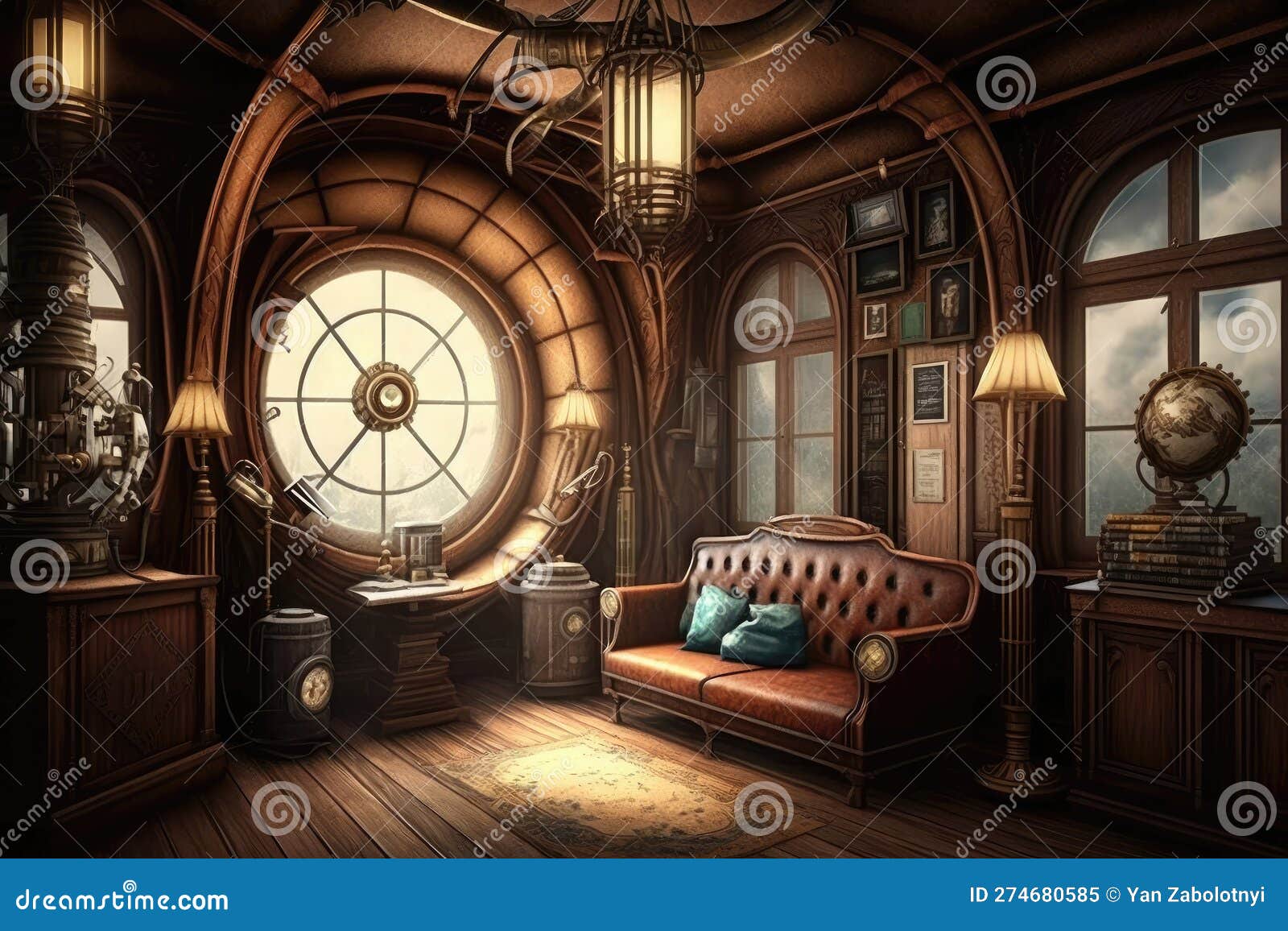 Steampunk Room Art Futuristic Design. Generative AI Royalty-Free Stock ... Steampunk Room Art Futuristic Design. Generative AI Royalty-Free Stock ...