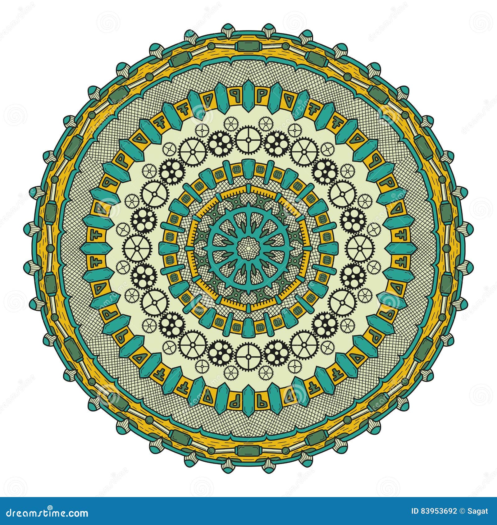 Steampunk round ornament. stock vector. Illustration of circle - 83953692