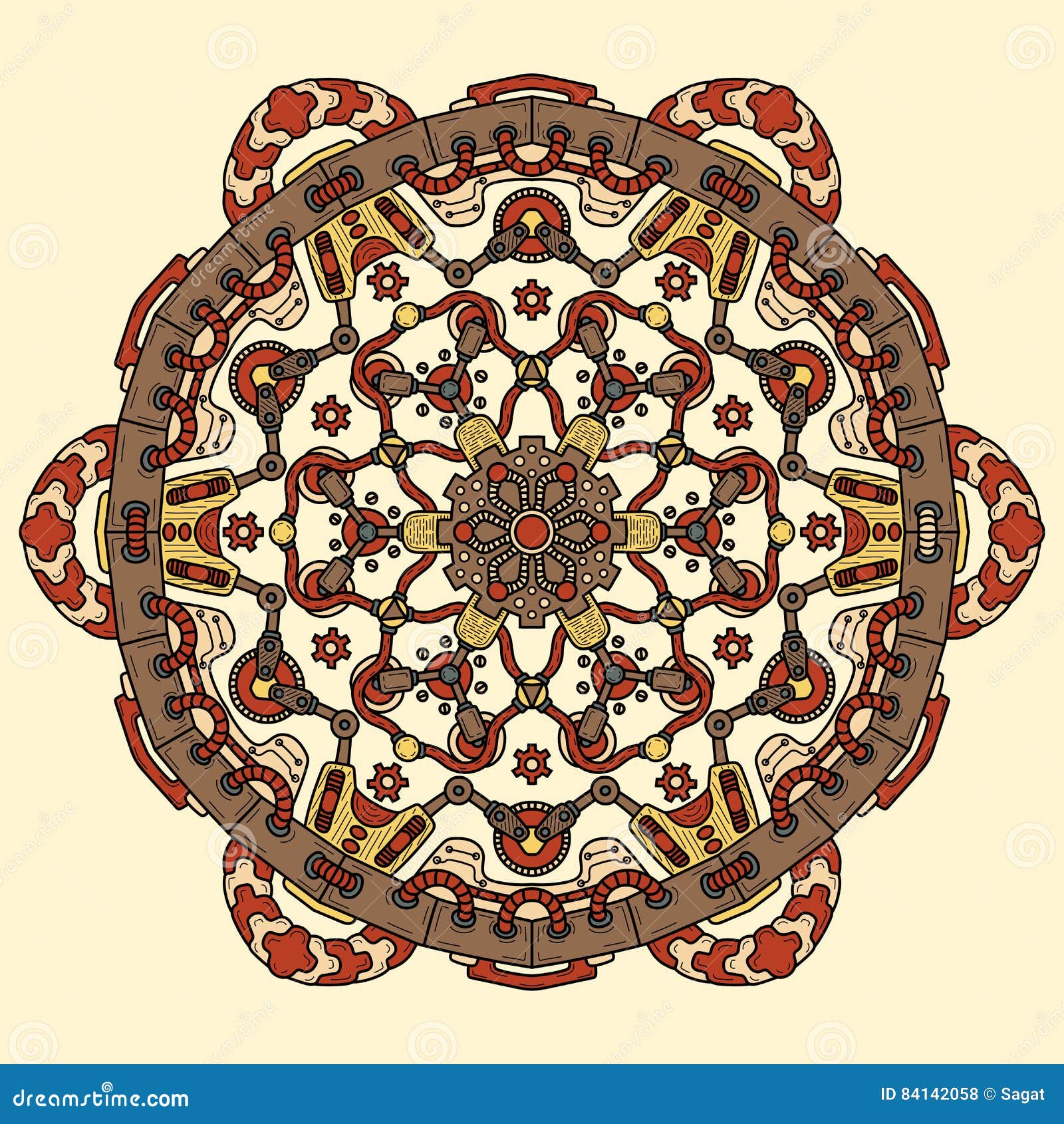 Steampunk round ornament. stock vector. Illustration of mechanical ...