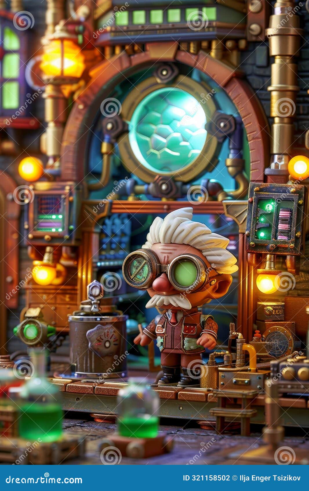 Steampunk Scientist in Mysterious Laboratory Setting with Antique ...