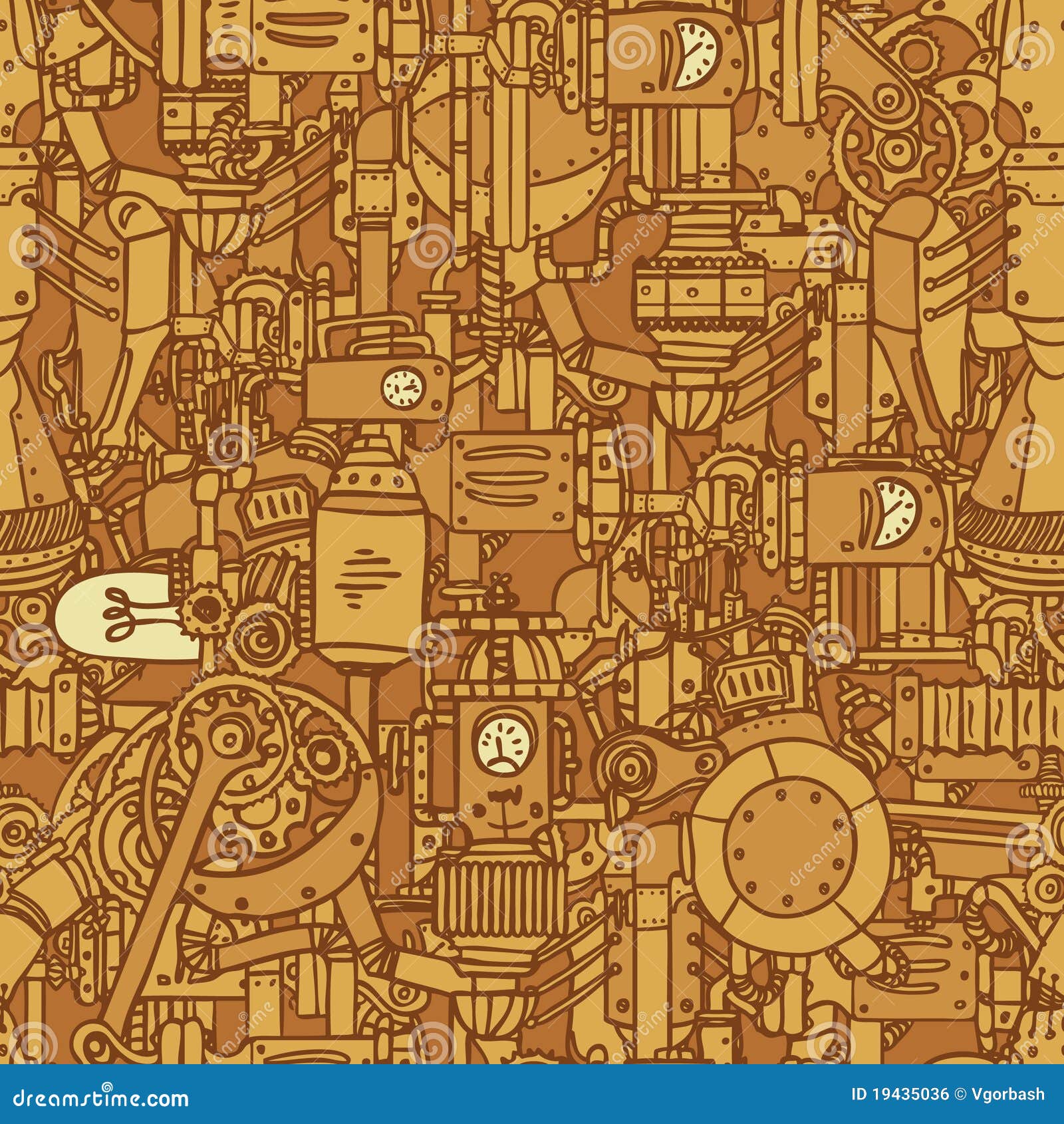 Steampunk seamless pattern stock vector. Illustration of freehand ...