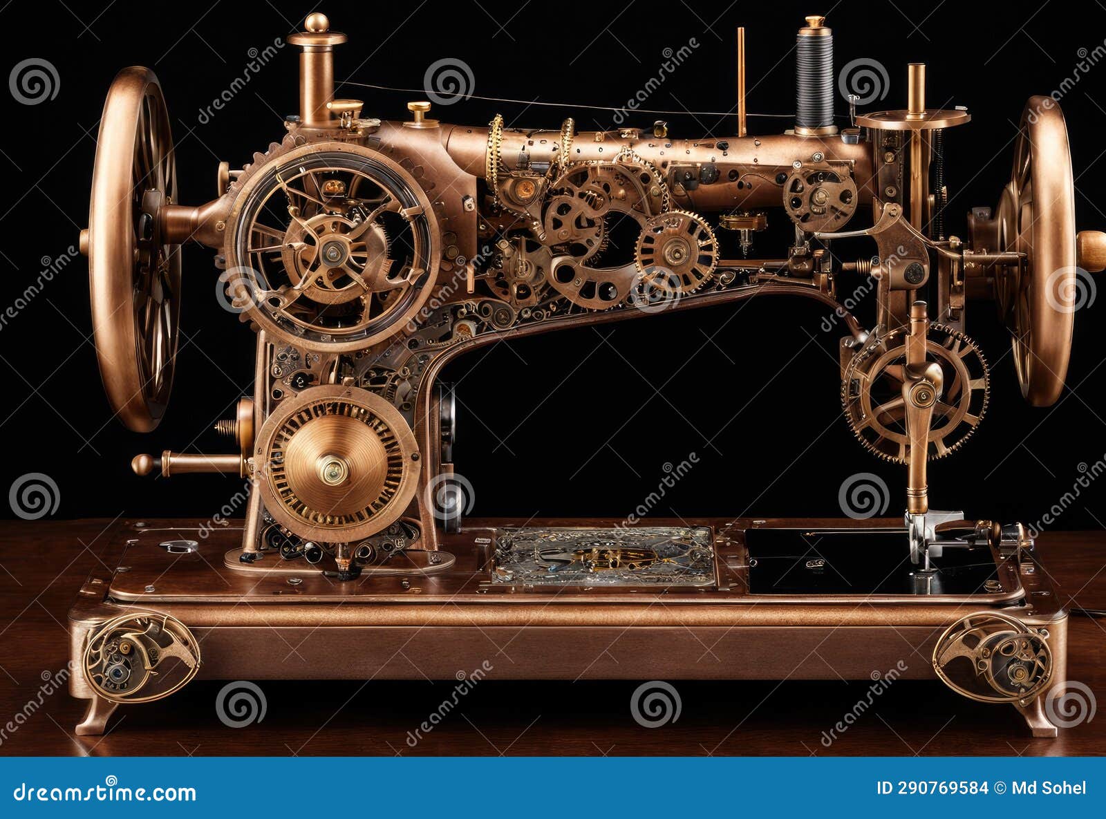 A Steampunk Sewing Machine with Complex Mechanical Components. Stock ...