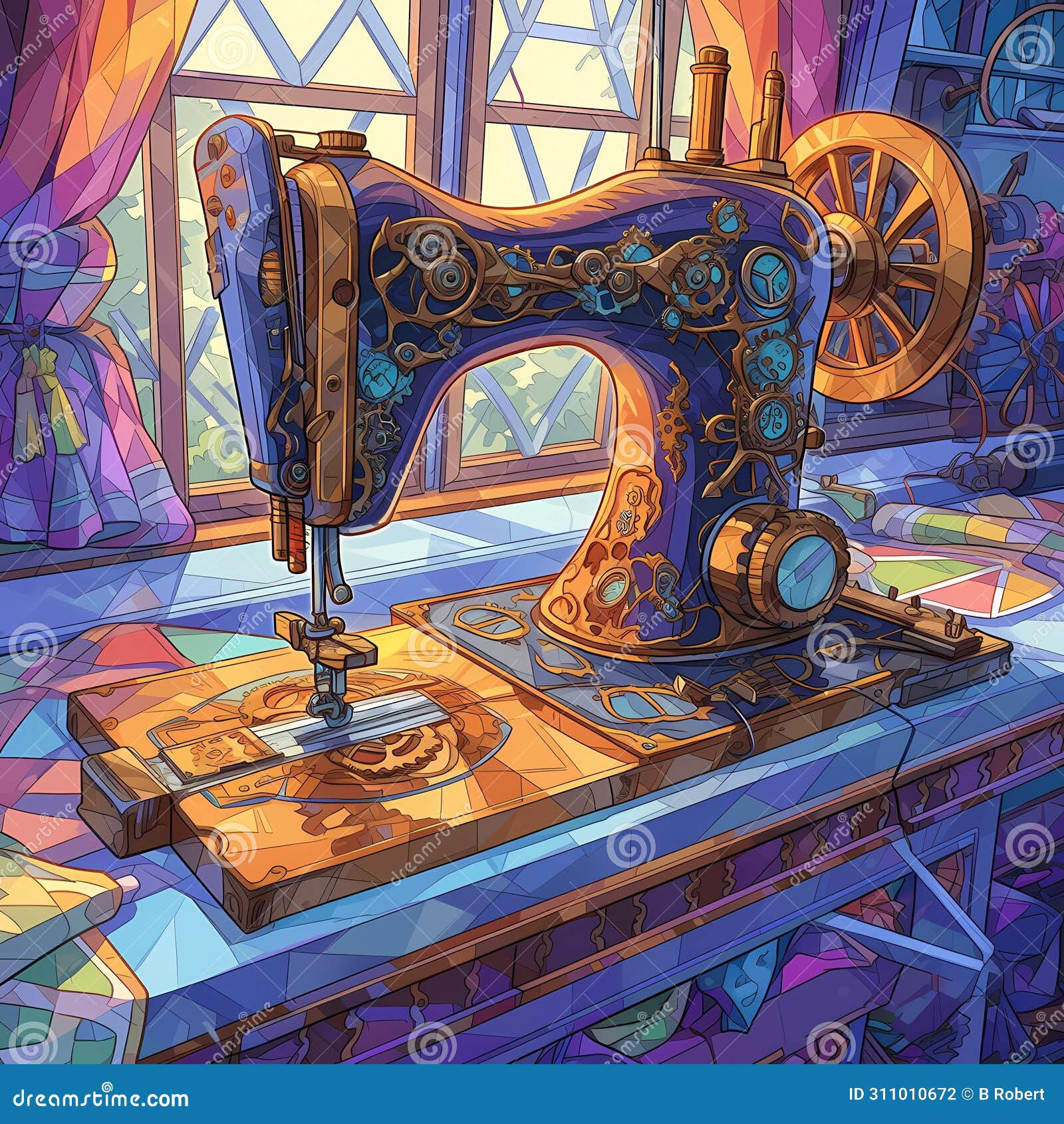 Steampunk Sewing Machine - a Touch of Retro Elegance Stock Illustration ...