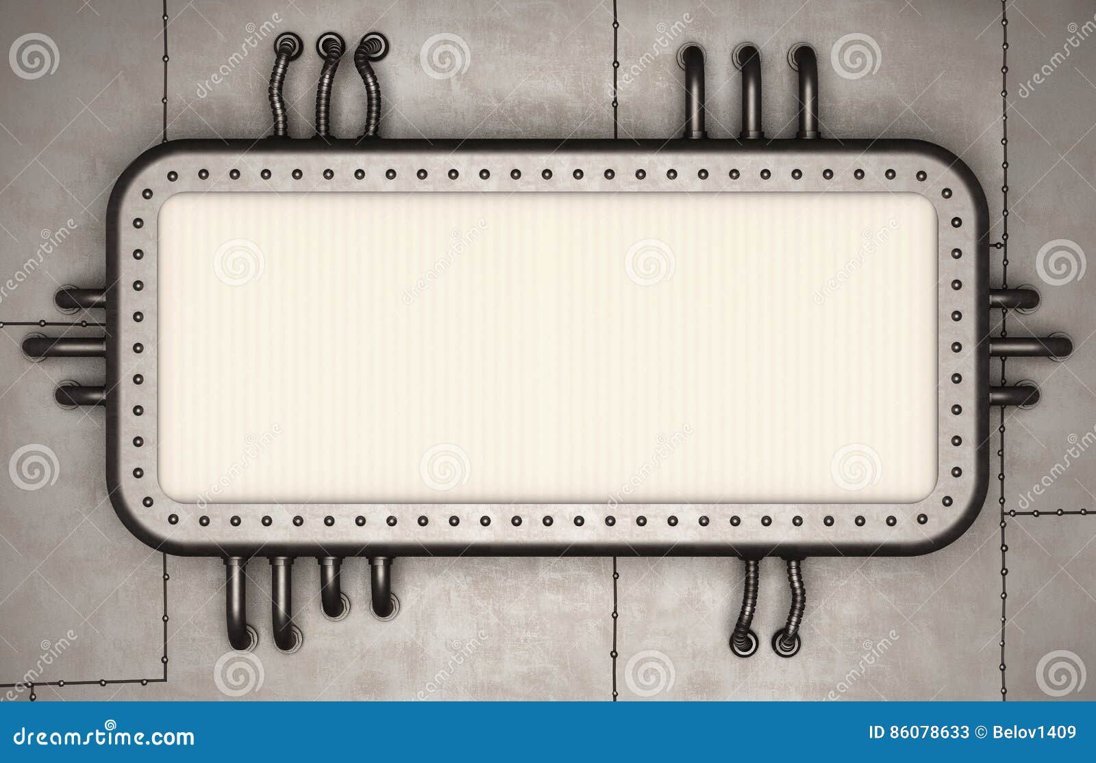 Steampunk Signboard. Retro Futuristic Display Stock Illustration ...