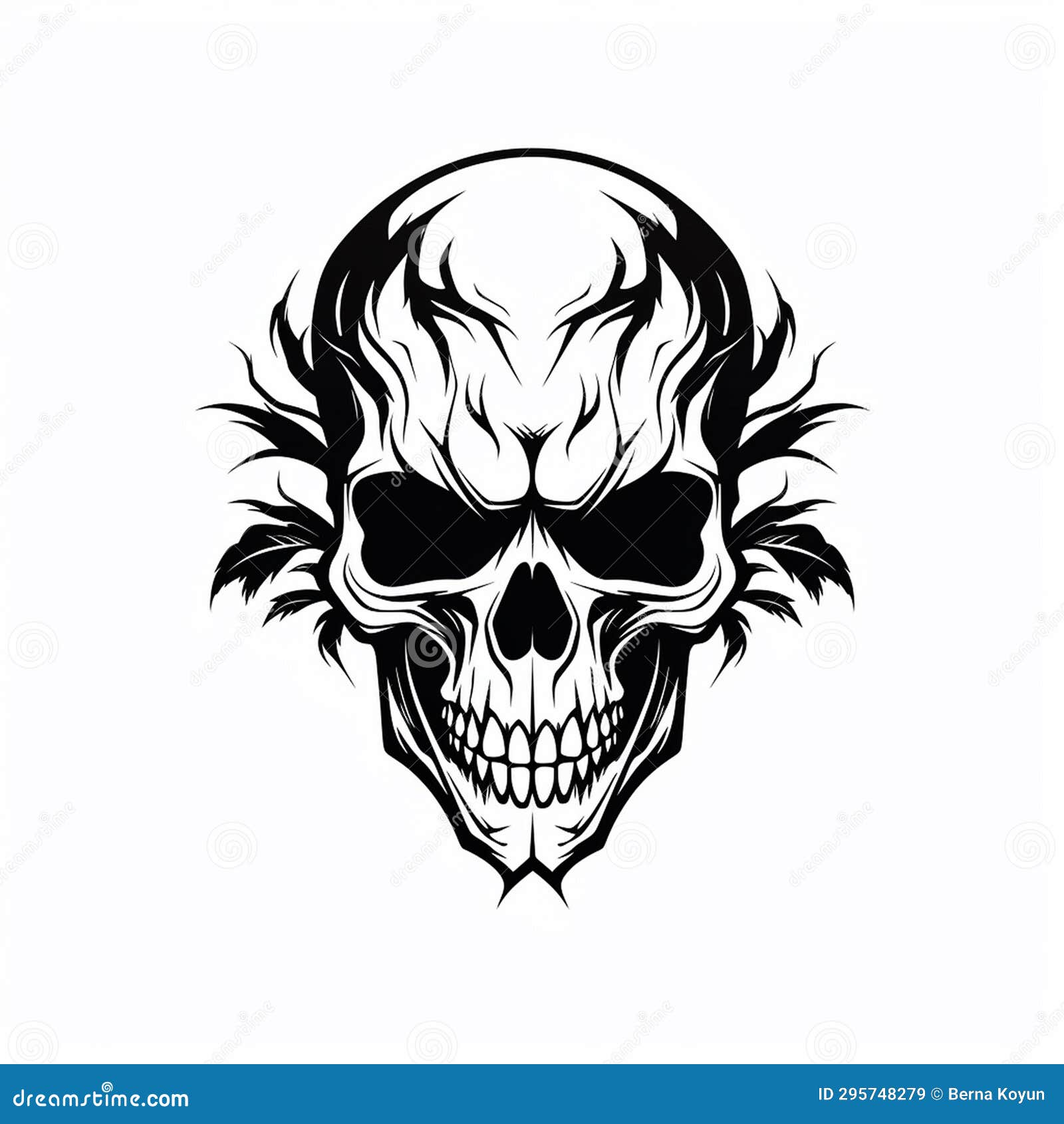 Skull Drawing Line Work Vector. | CartoonDealer.com #85327326