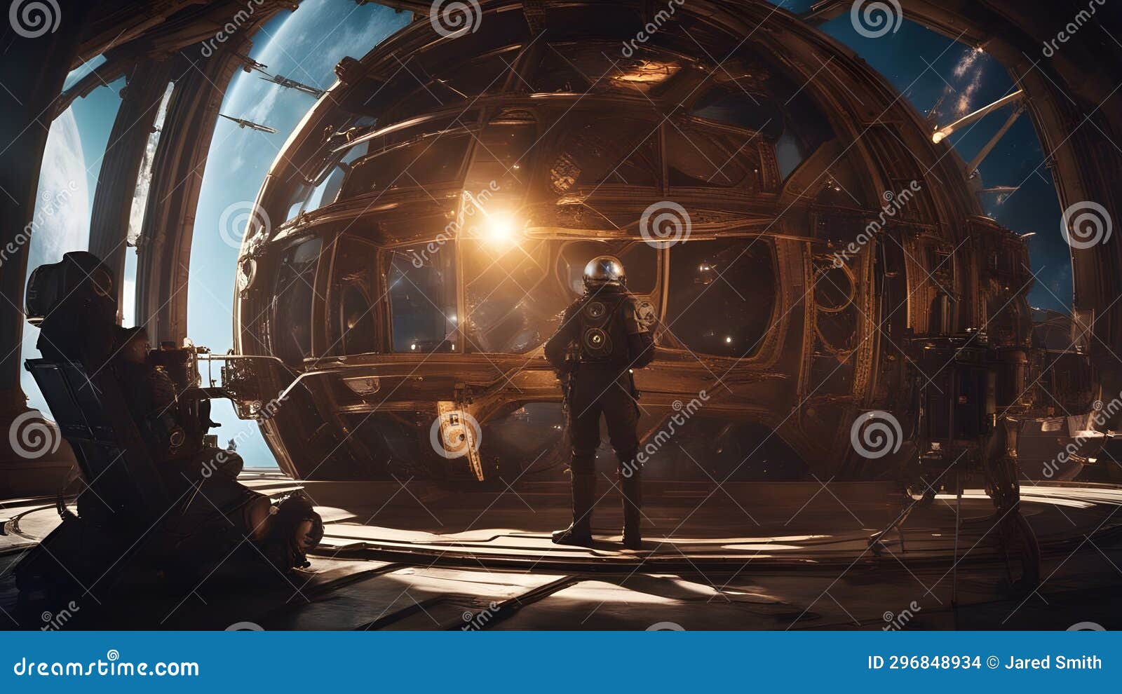 A Steampunk Space Exploration in Outer Space Over the Planet Earth ...