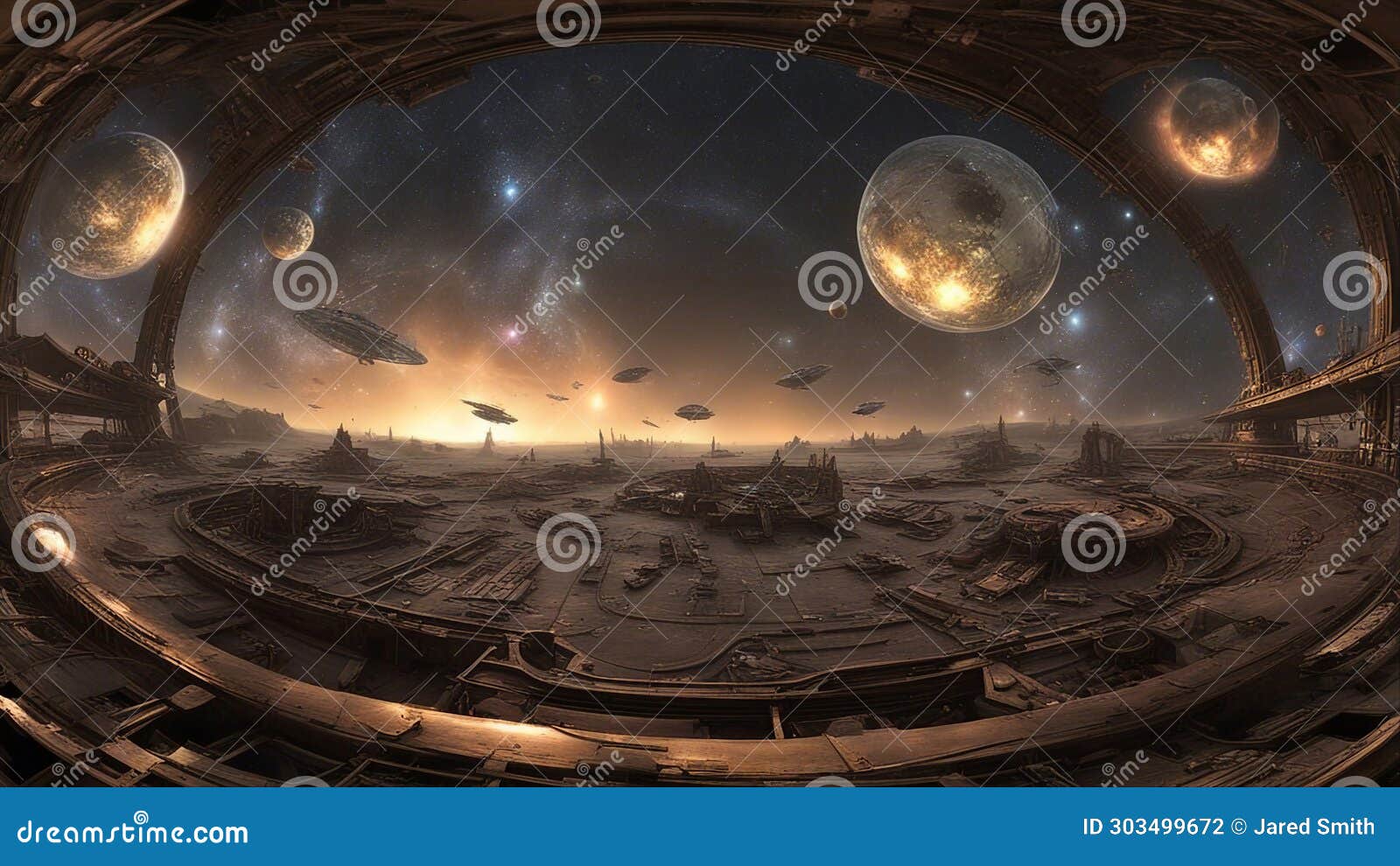 A Steampunk Space Nebula Panorama, Equirectangular Projection ...