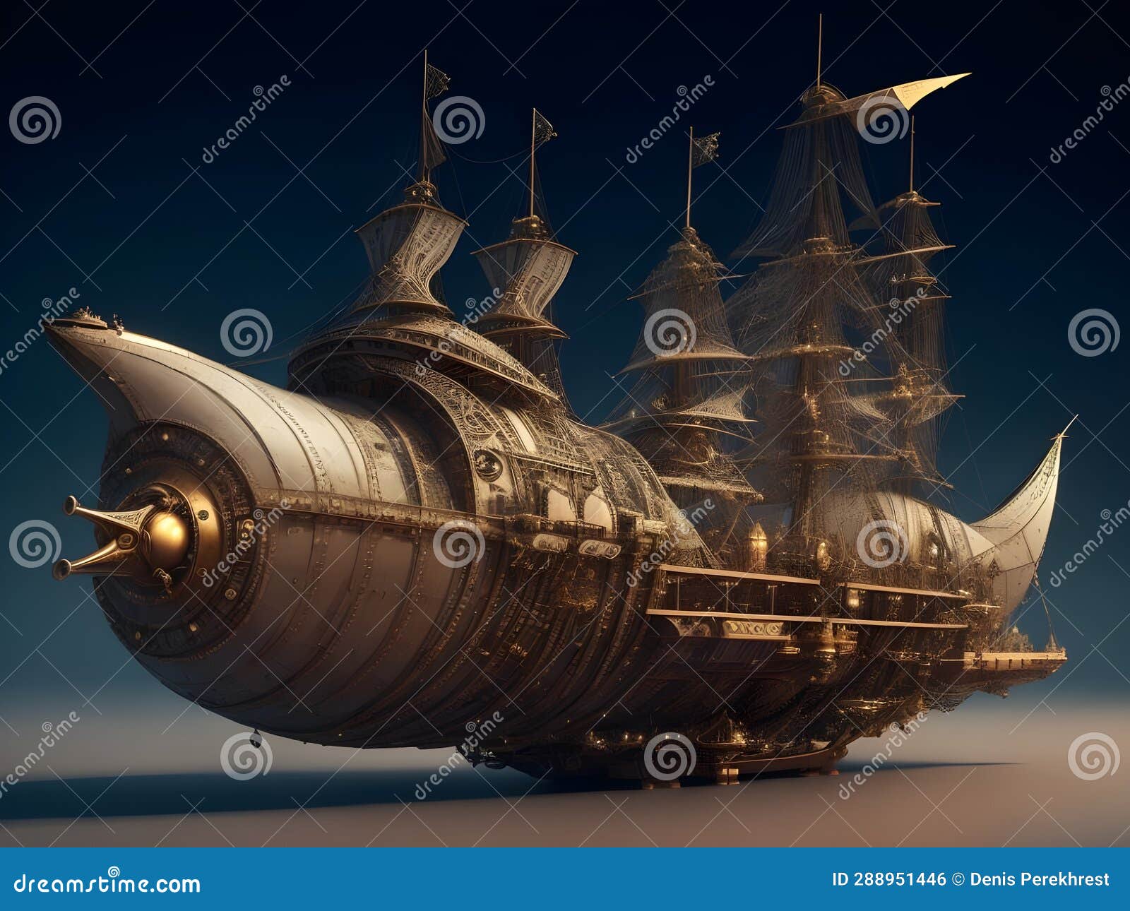 Steampunk Spaceship the Mechanized Leviathan Stock Illustration ...