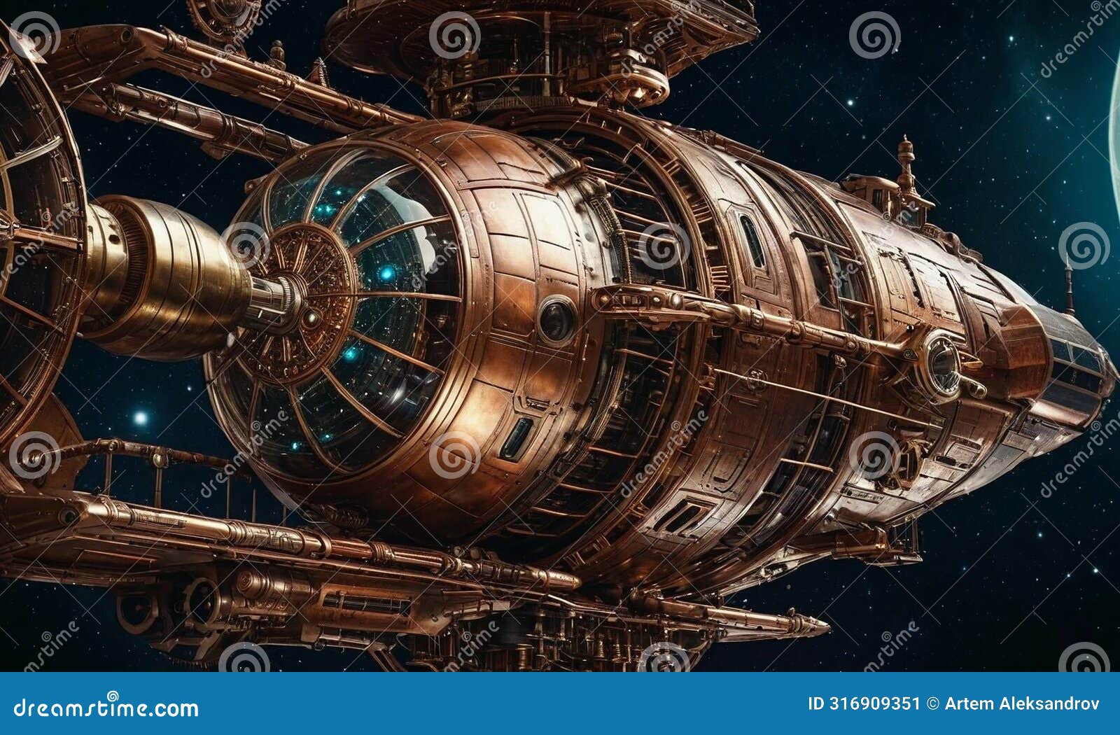 Steampunk spaceship stock illustration. Illustration of technologies ...