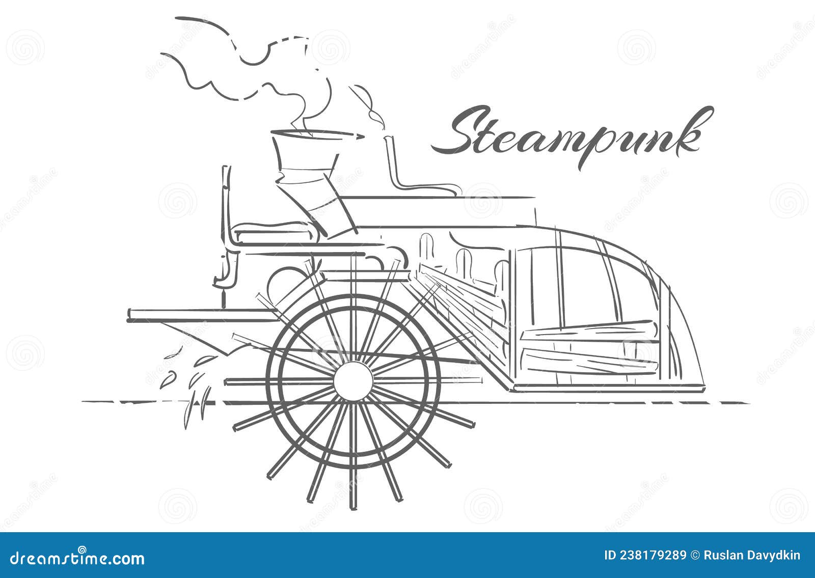 Steampunk Steamboat Sketch Hand Drawn Vector Illustration Stock Vector ...