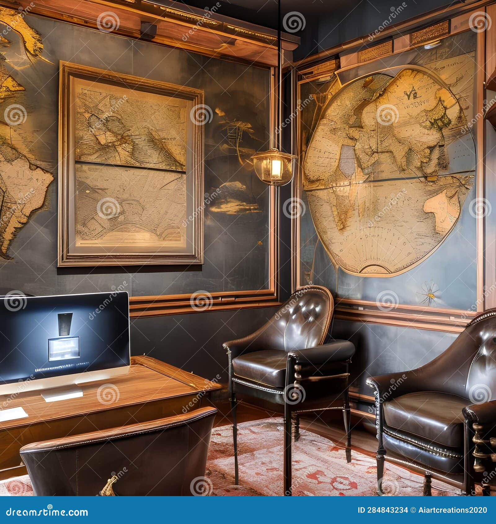 Steampunk Study: a Study Room Designed in a Steampunk Style, Featuring ...