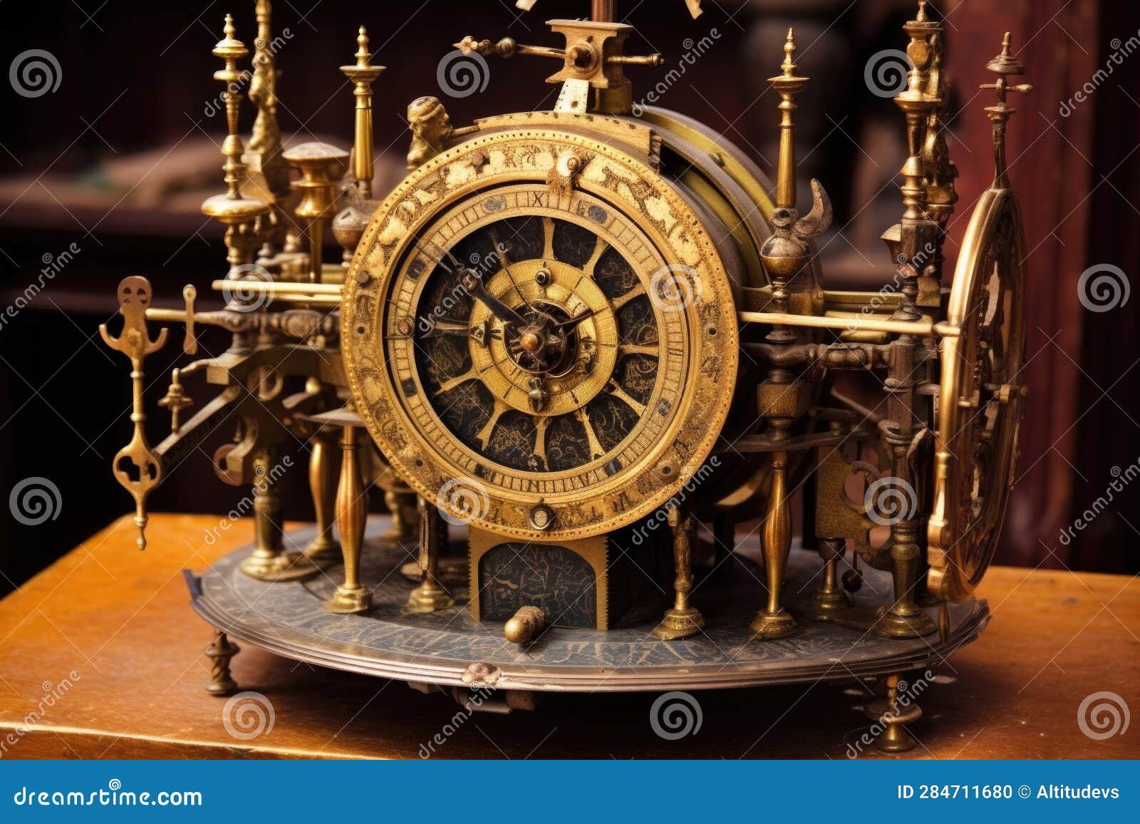 Steampunk Style Astronomical Clock Mechanism Stock Photo - Image of ...