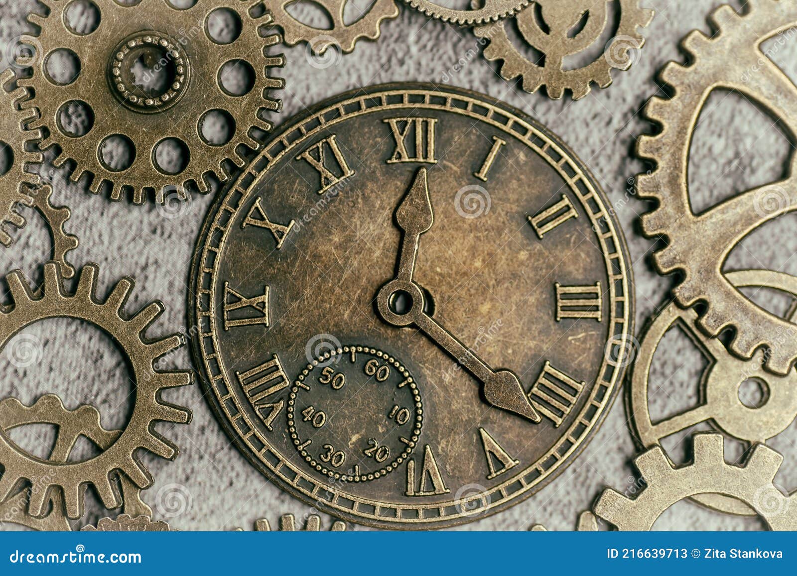 Steampunk Style Clock Surrounded with Gears and Cogs Stock Image ...