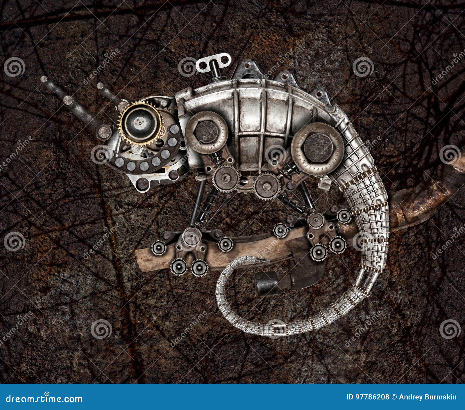 Steampunk style lizard stock photo. Image of cogwheel - 97786208
