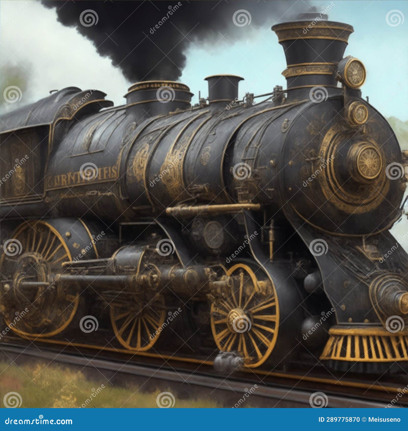 Steampunk Style Locomotive Train Illustration Stock Illustration ...