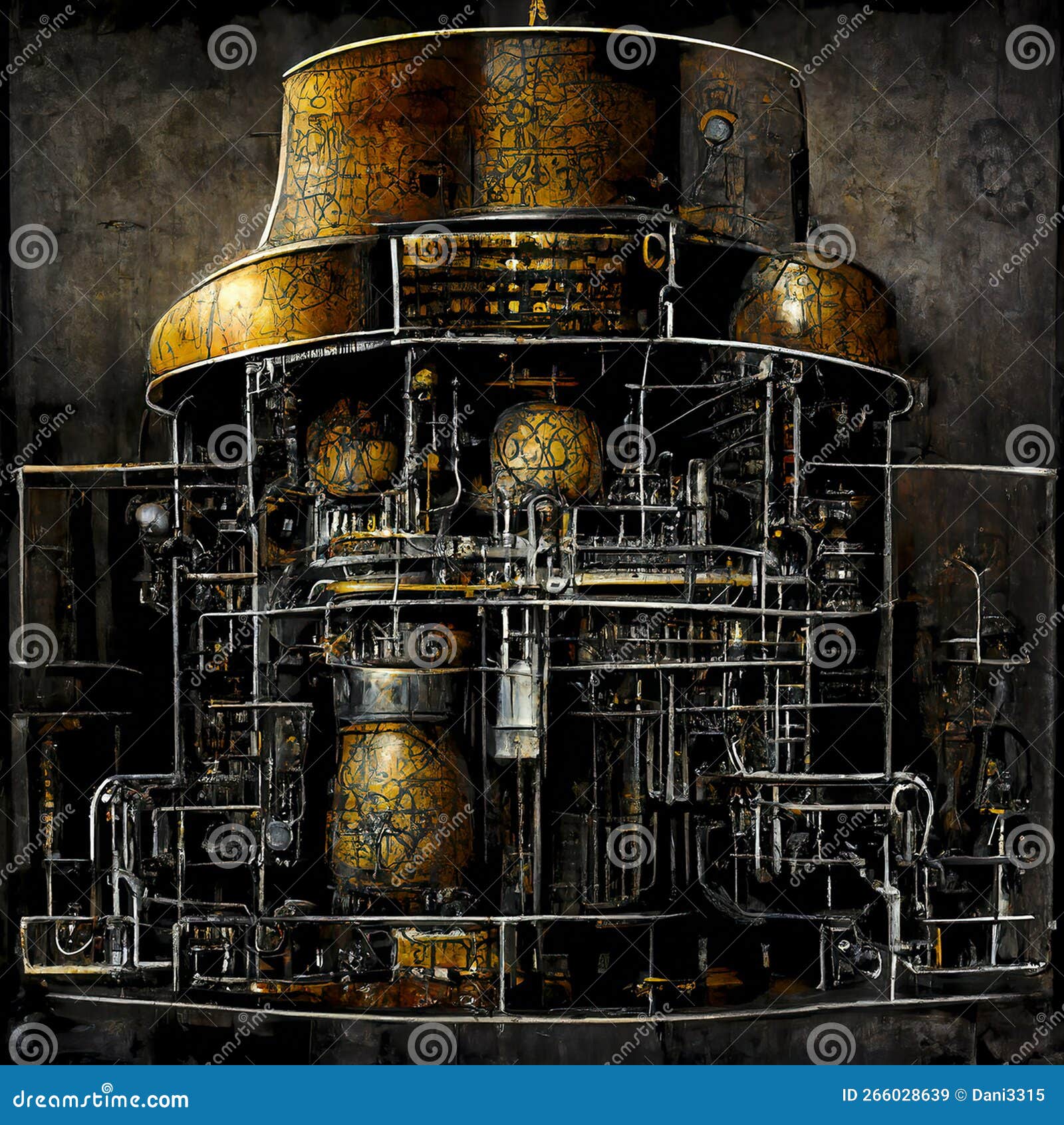 A Steampunk Style Nuclear Reactor. Futuristic Concept Design Stock ...